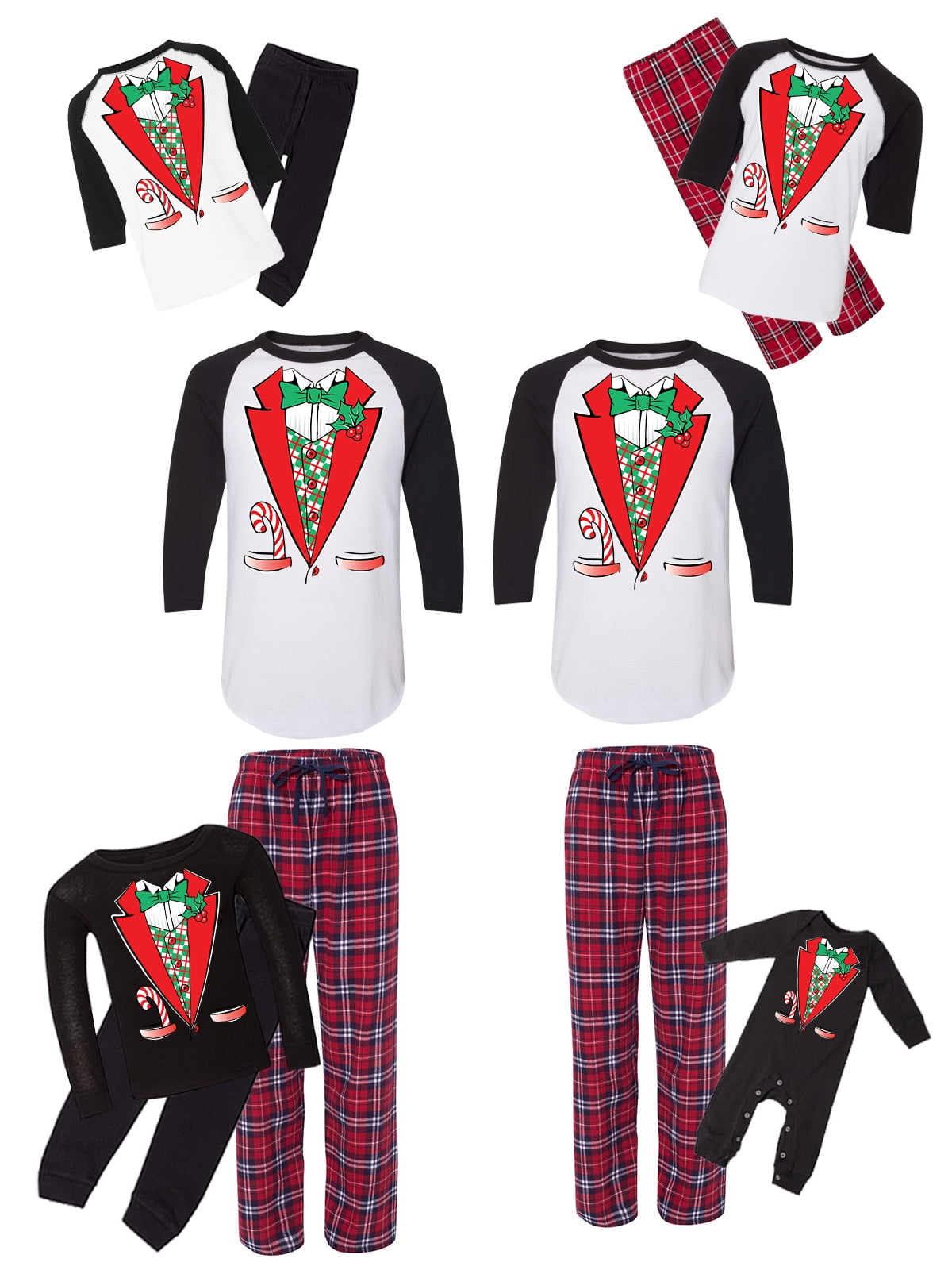 Awkward Styles Matching Christmas Pajamas Set Red Tuxedo Family ...