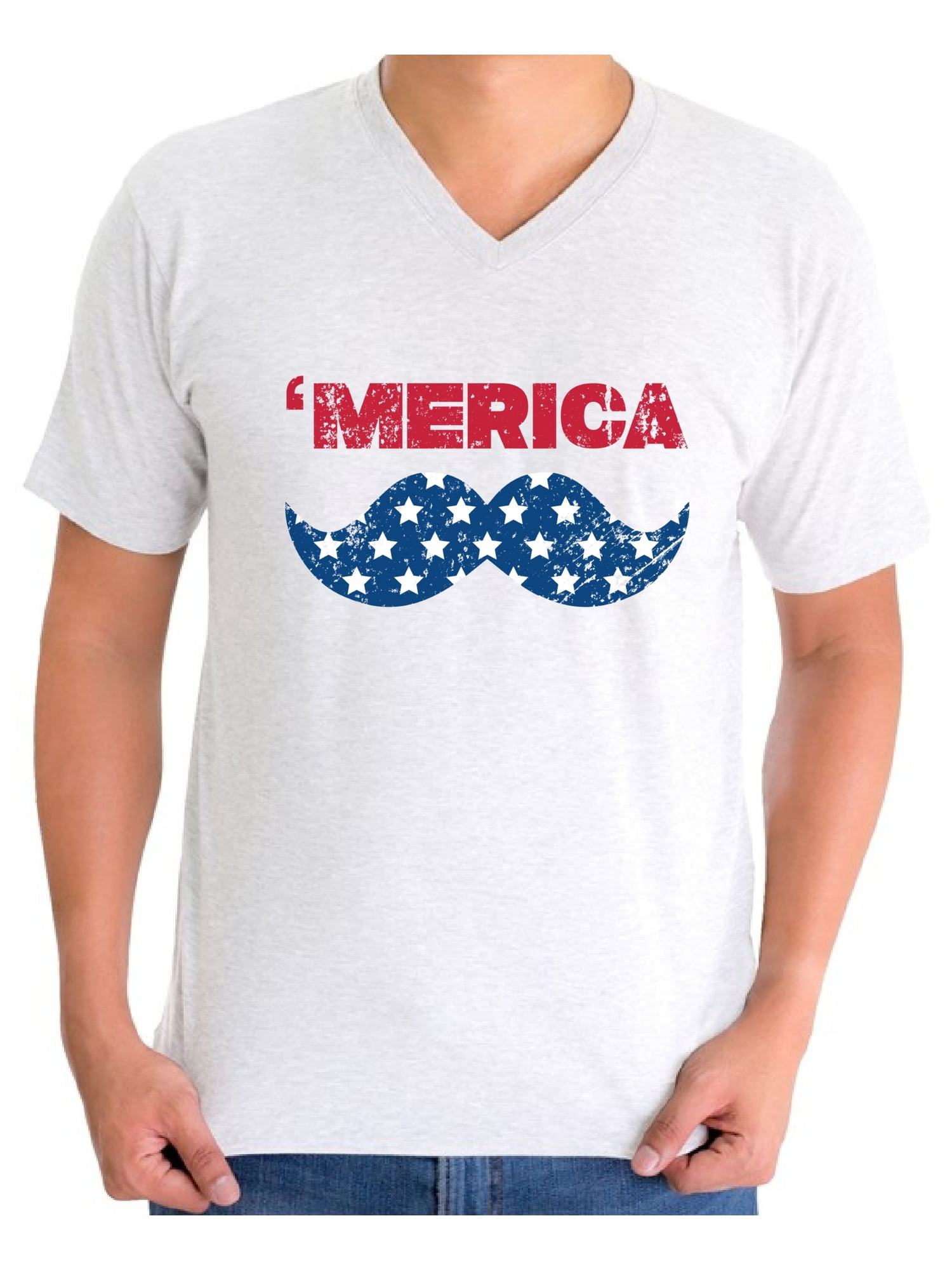 Awkward Styles Men's Merica Graphic V-neck T-shirt Tops USA Flag ...