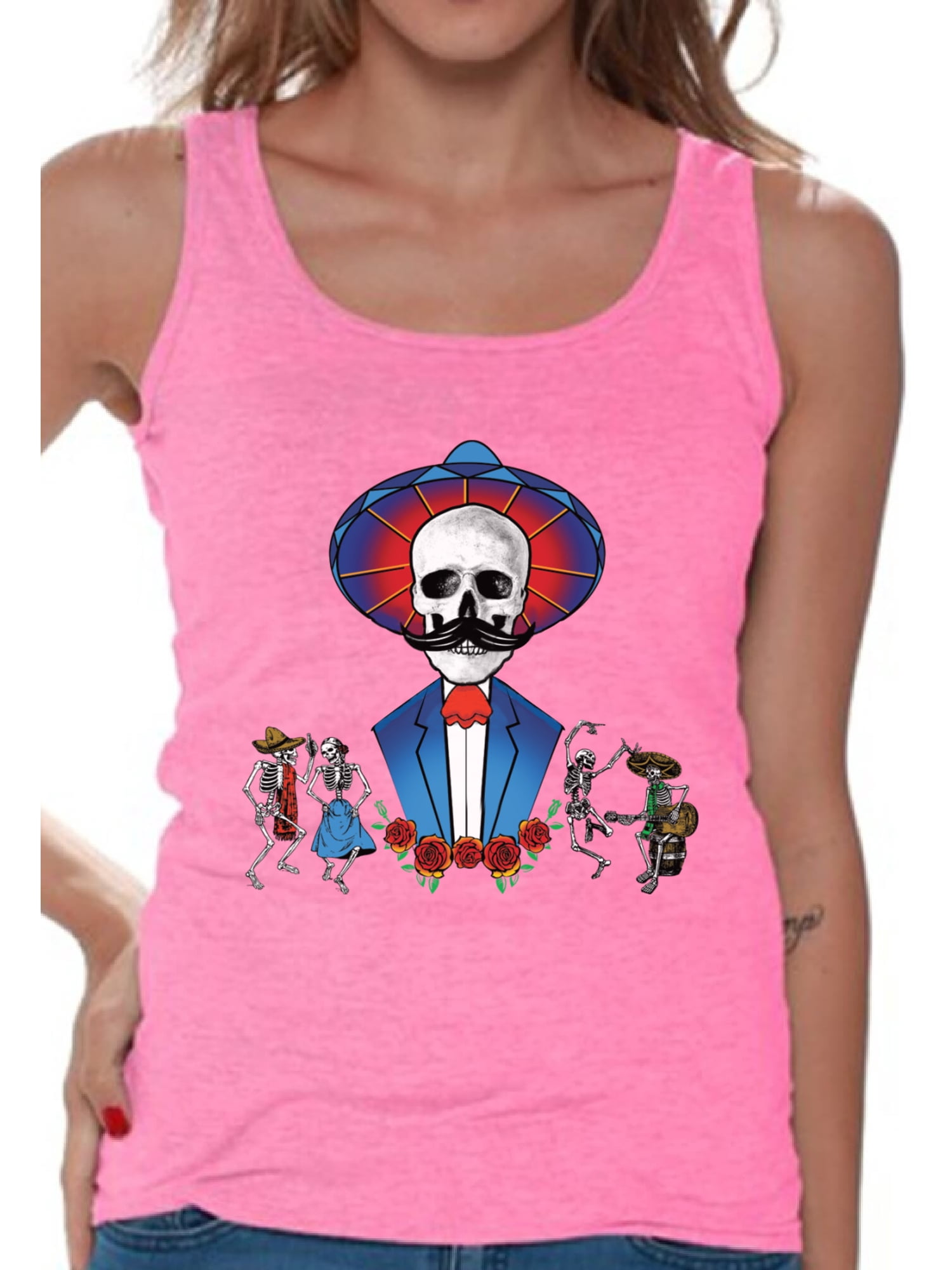 Awkward Styles Mustache Skull Tank Top for Women Mexican Skull Tank Dia ...