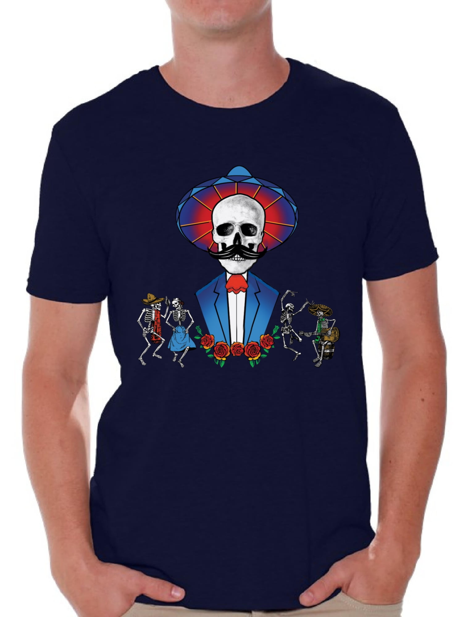 Awkward Styles Mustache Skull Tshirt for Men Sugar Skull Shirts Dia de ...