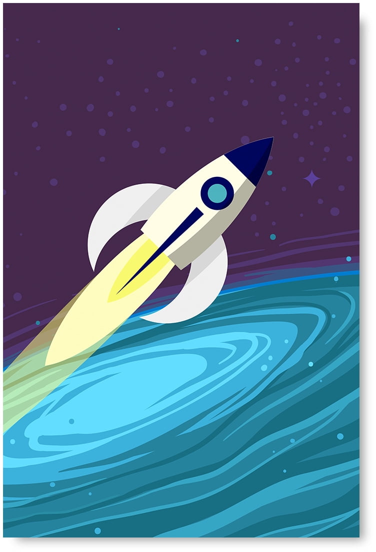 Awkward Styles Newborn Baby Room Wall Decor Space Wallpapers Made in USA Space Rocket Poster Art ...