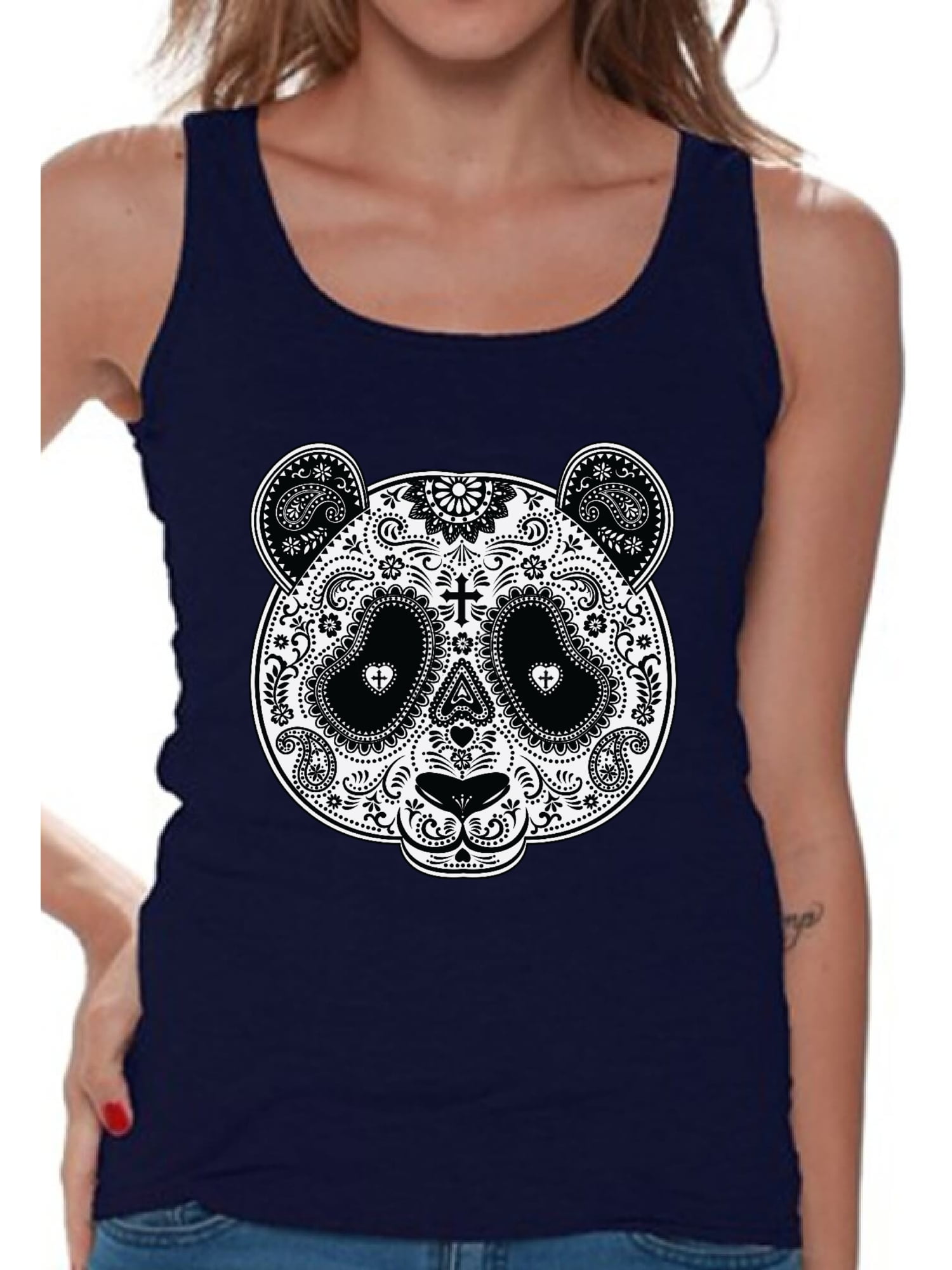 Awkward Styles Panda Skull Tank Top for Women Christian Panda Tank Dia ...