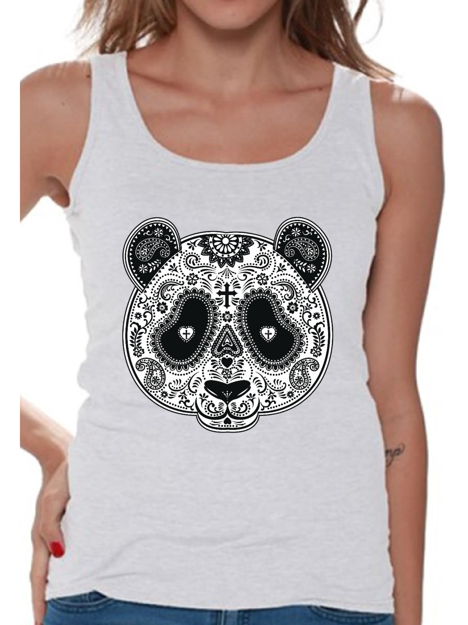 Awkward Styles Panda Skull Tank Top for Women Christian Panda Tank Dia ...