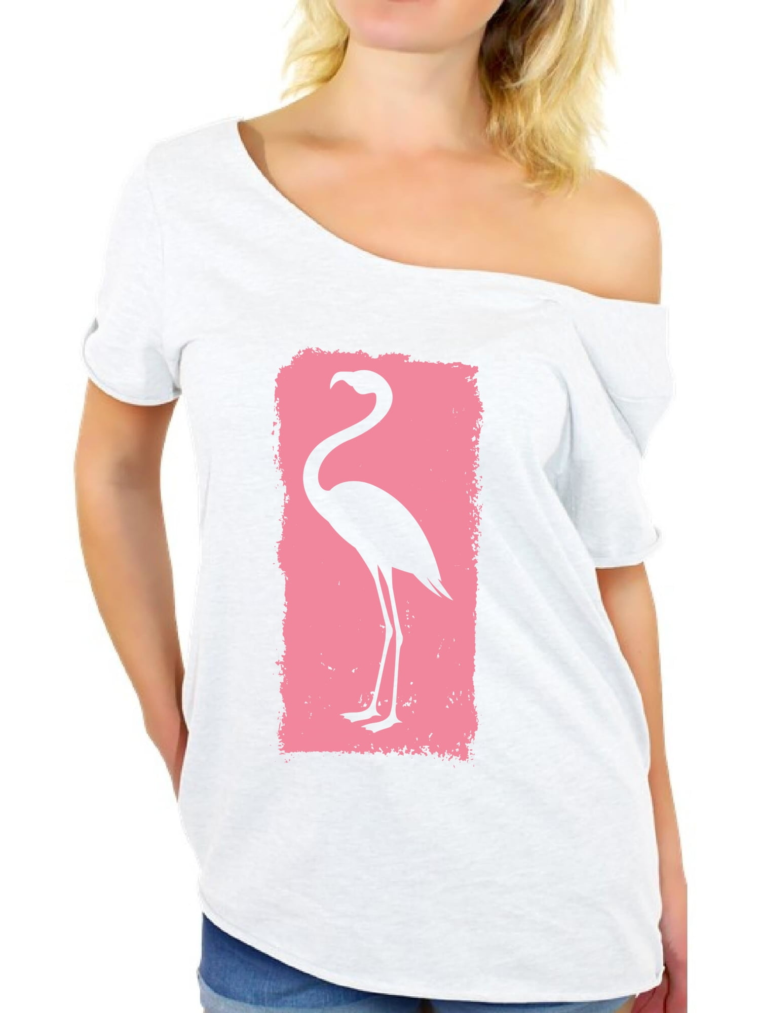 Awkward Styles Pink Flamingo Off Shoulder Shirt Women's Flamingo Flowy ...