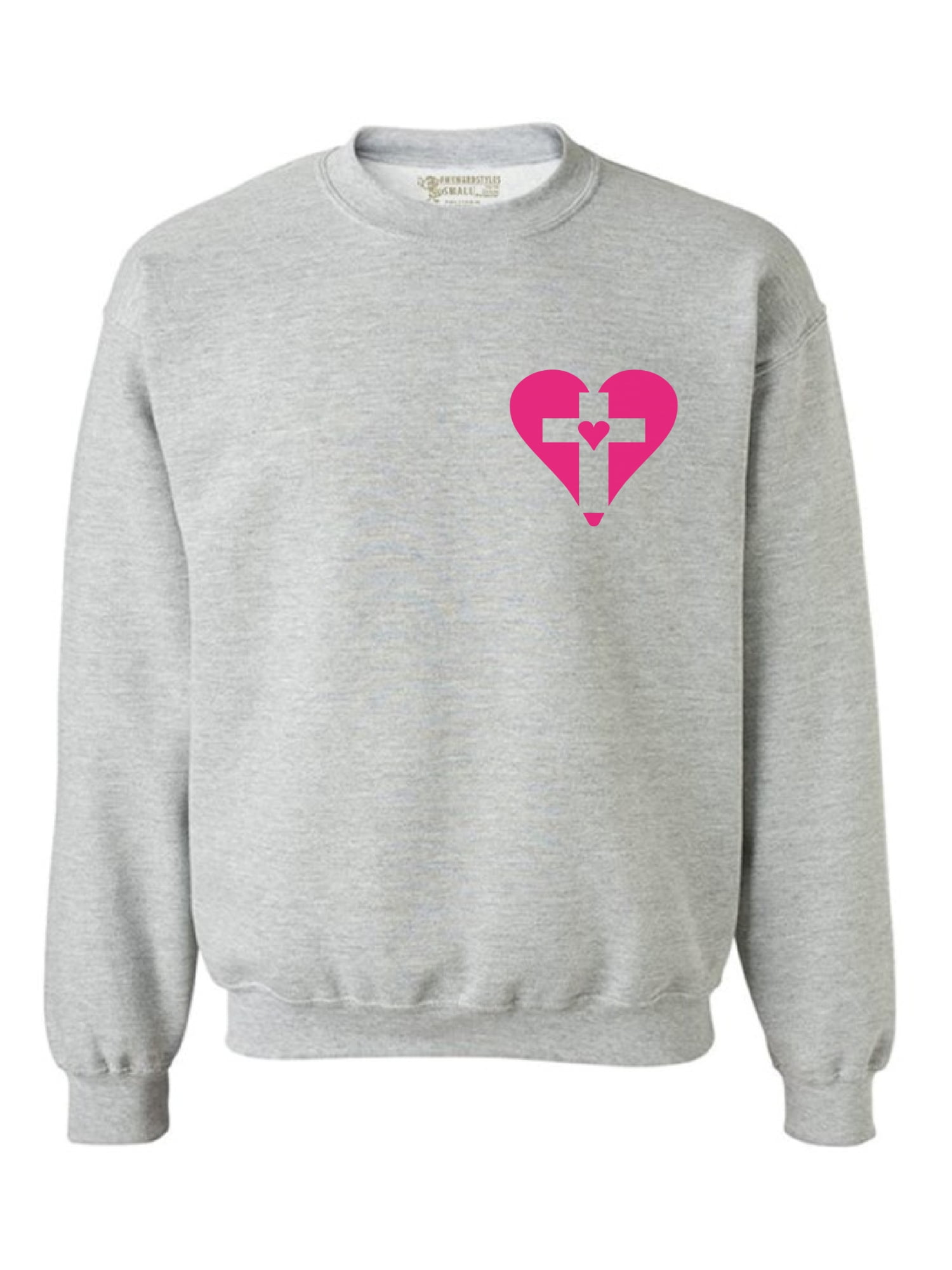 Awkward Styles Pink Heart Cross Unisex Crewnecks Christian Crewneck for ...
