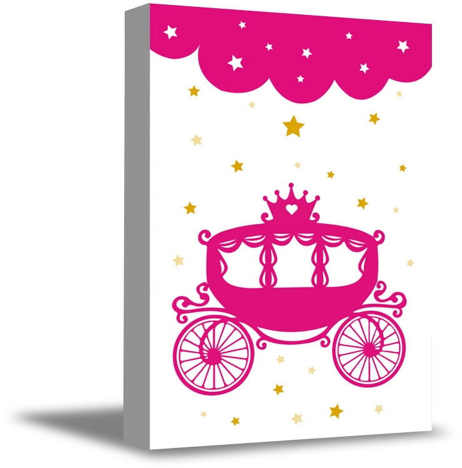Awkward Styles Princess Carriage Canvas Art Pink Decals Girls Room Wall ...