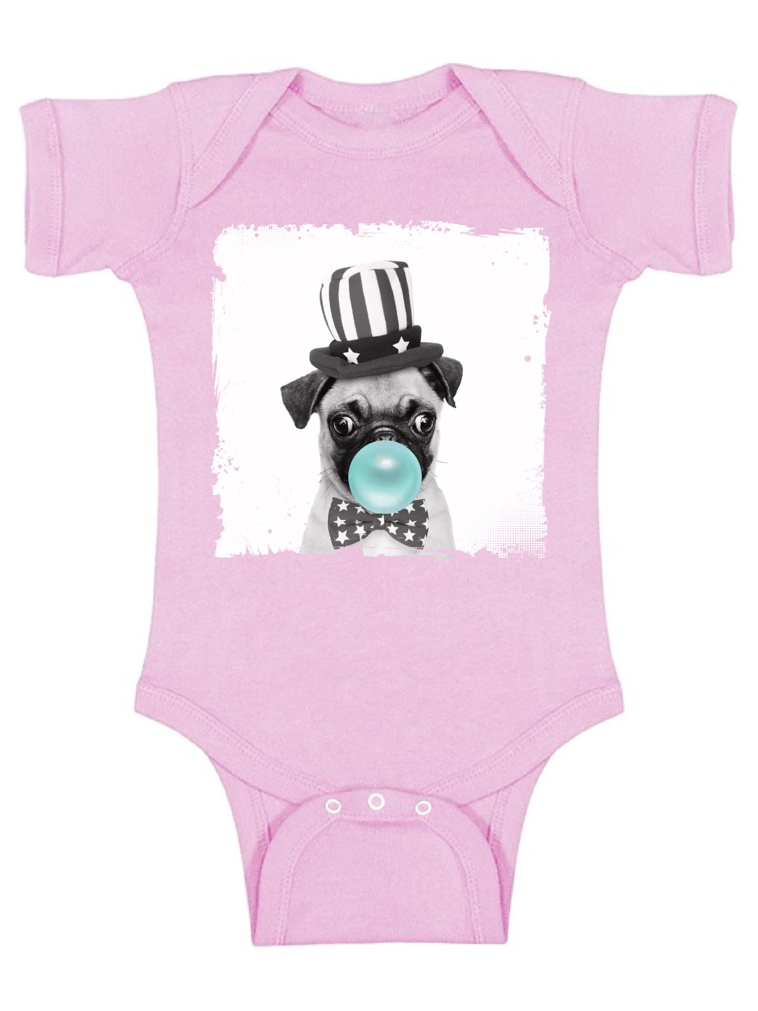 Awkward Styles Pug Bodysuit Pug Blowing Gum Baby Bodysuit Short Sleeve ...