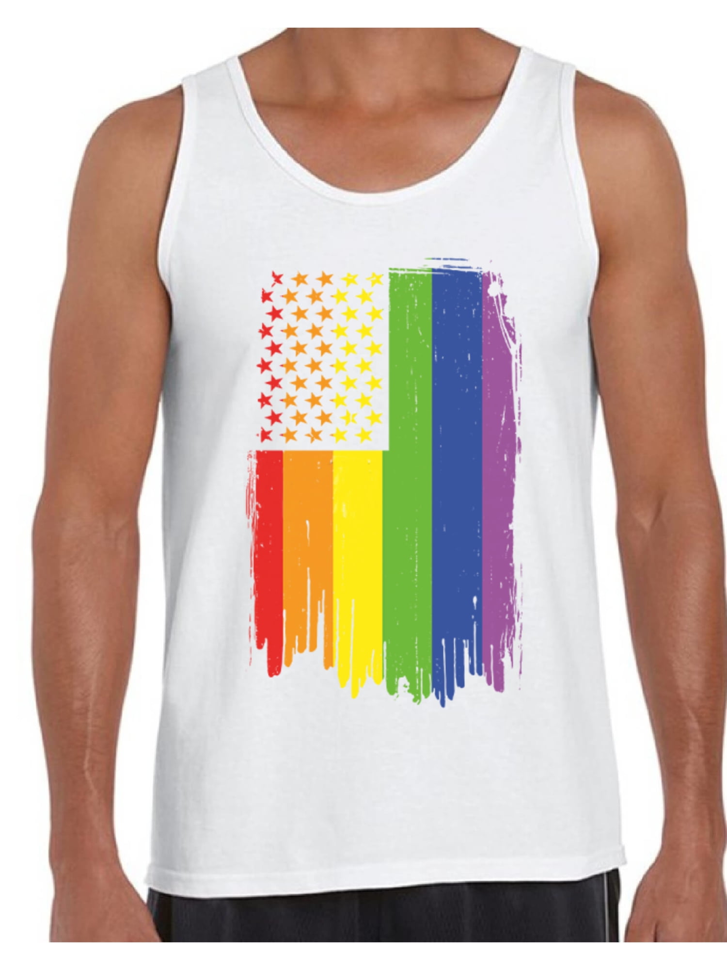 Awkward Styles Rainbow American Flag Mens Tank Tops LGBT Flag Tanks for ...