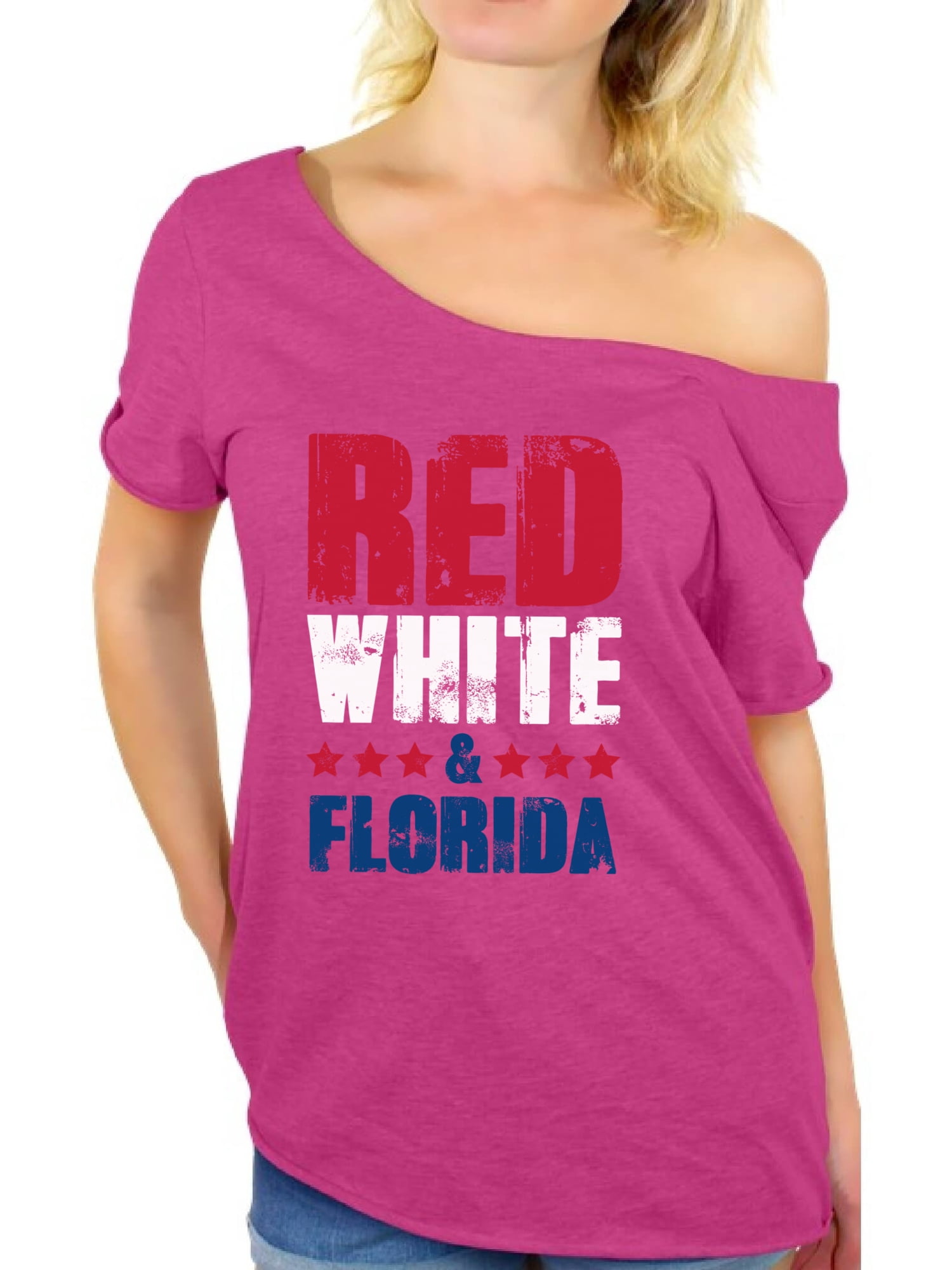 Awkward Styles Red White & Florida Off Shoulder Shirt Florida Baggy ...