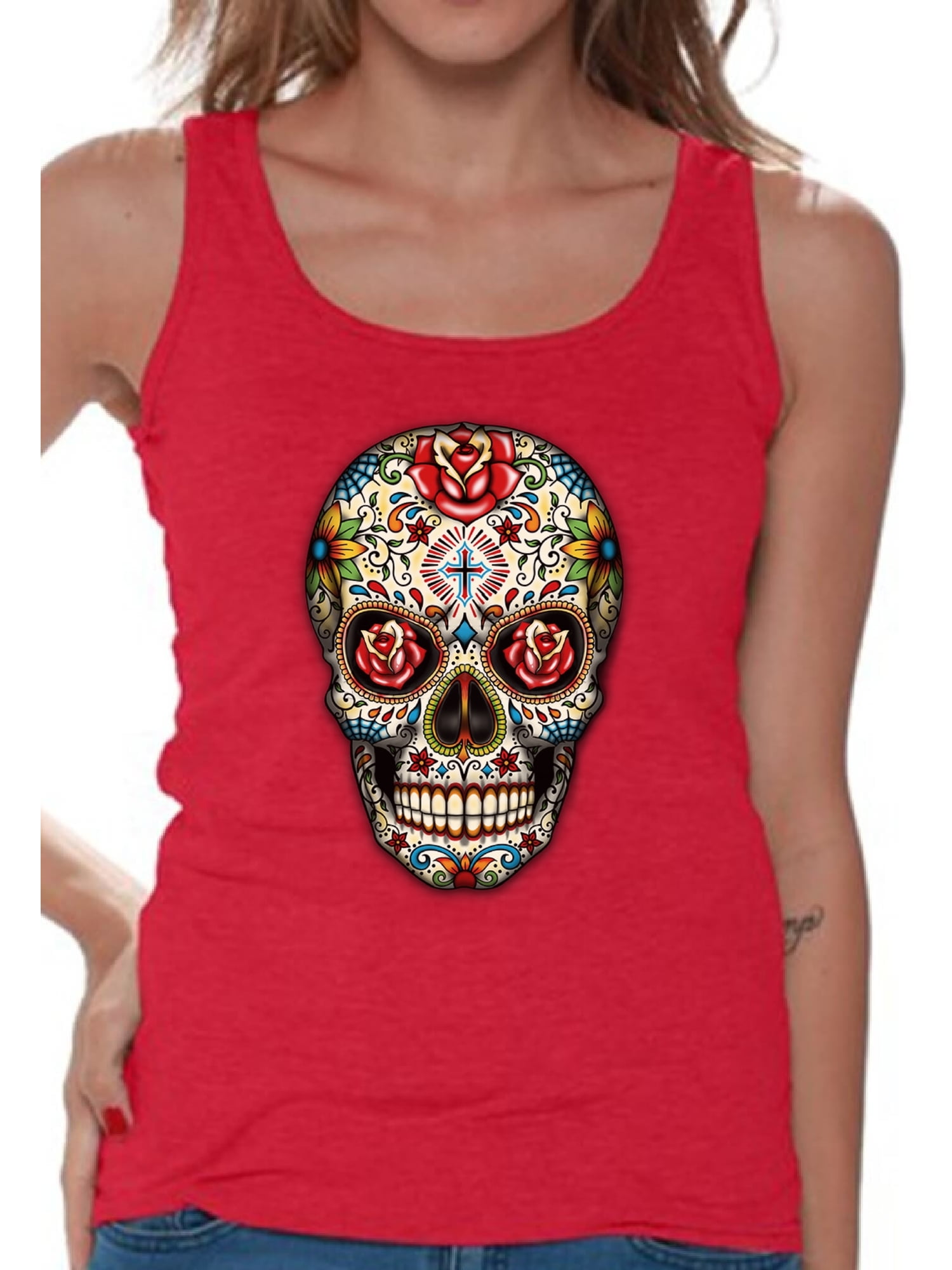 Awkward Styles Rose Eyes Skull Tank Top for Women Sugar Skull Tank ...
