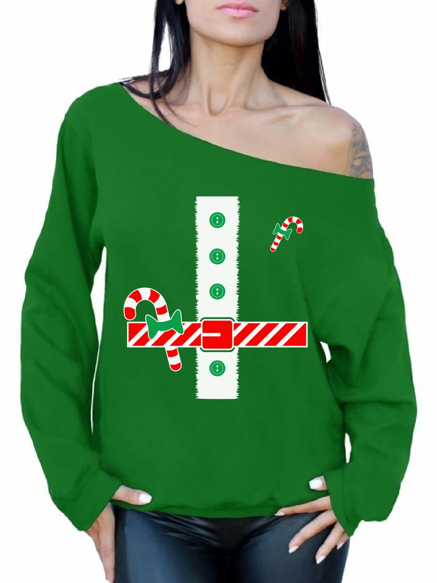Awkward Styles Santa Off the Shoulder Sweatshirt Slouchy Sweater Santa ...