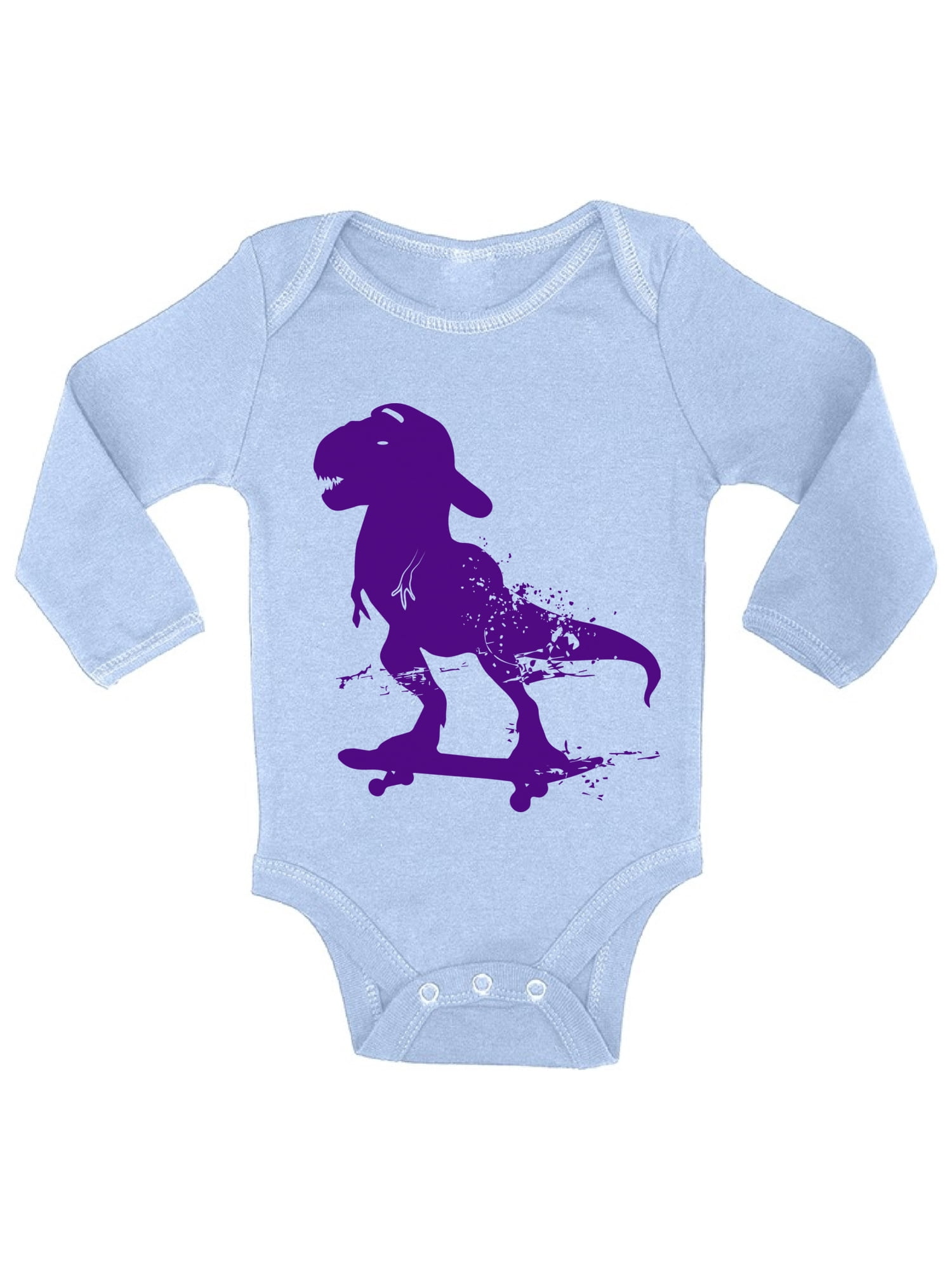 Awkward Styles Skateboarding Dinosaur Baby Bodysuit Long Sleeve ...