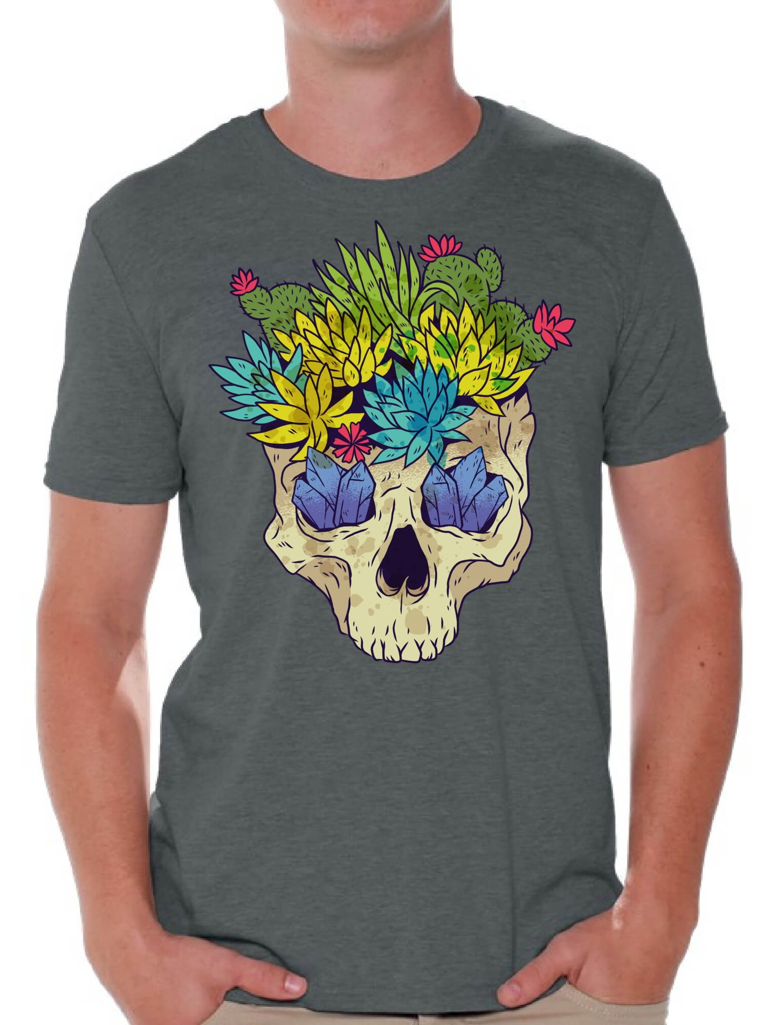 Awkward Styles Skull T-Shirt Cactus Shirts for Men - Walmart.com