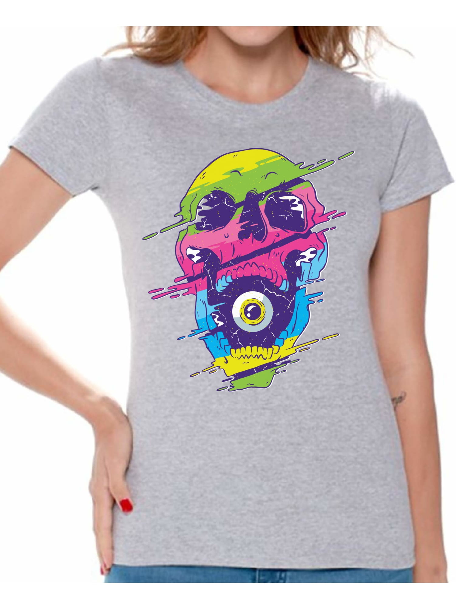 Awkward Styles Skull T-Shirt Psychedelic Eye Shirts for Women - Walmart.com