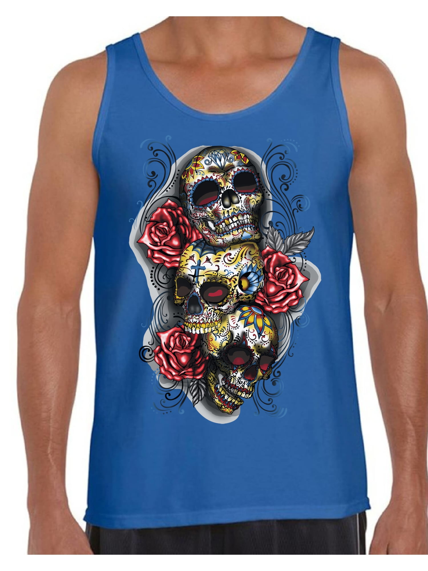 Awkward Styles Three Sugar Skull Tank Top for Men Sugar Skull Tank Day ...