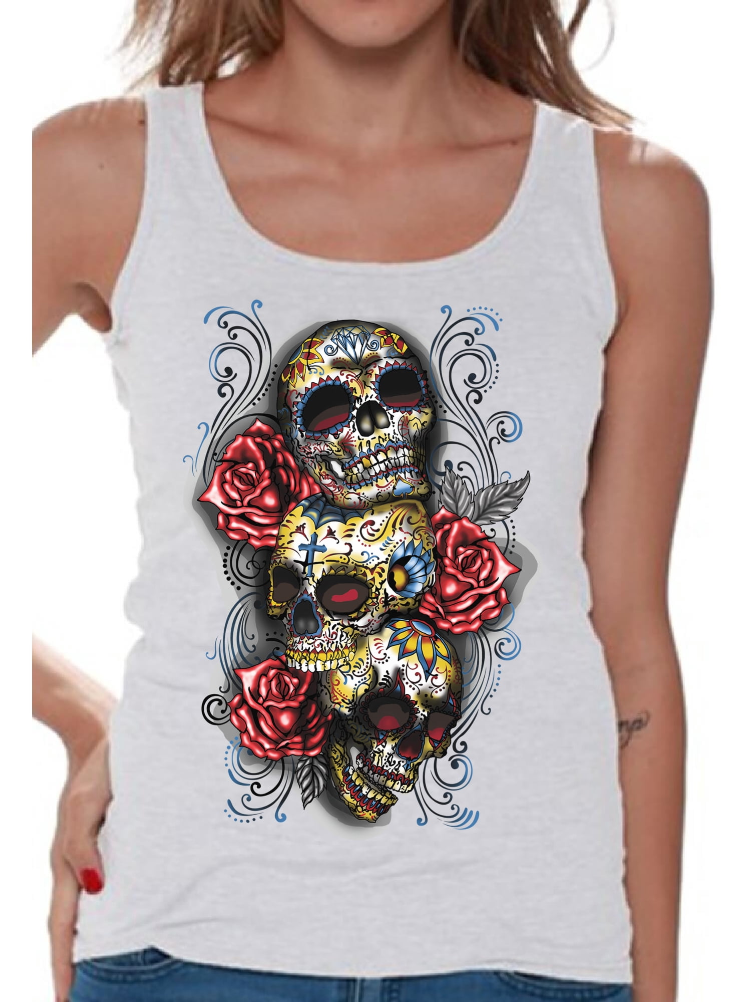 Awkward Styles Three Sugar Skull Tank Top for Women Sugar Skull Tank ...