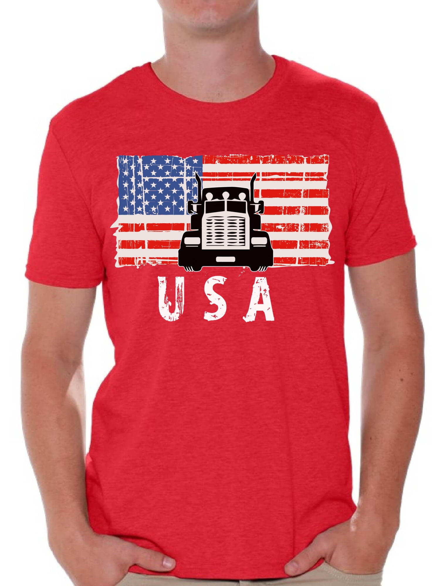 Awkward Styles Truck USA Men Shirt Gifts for Men USA Truck Driver T ...