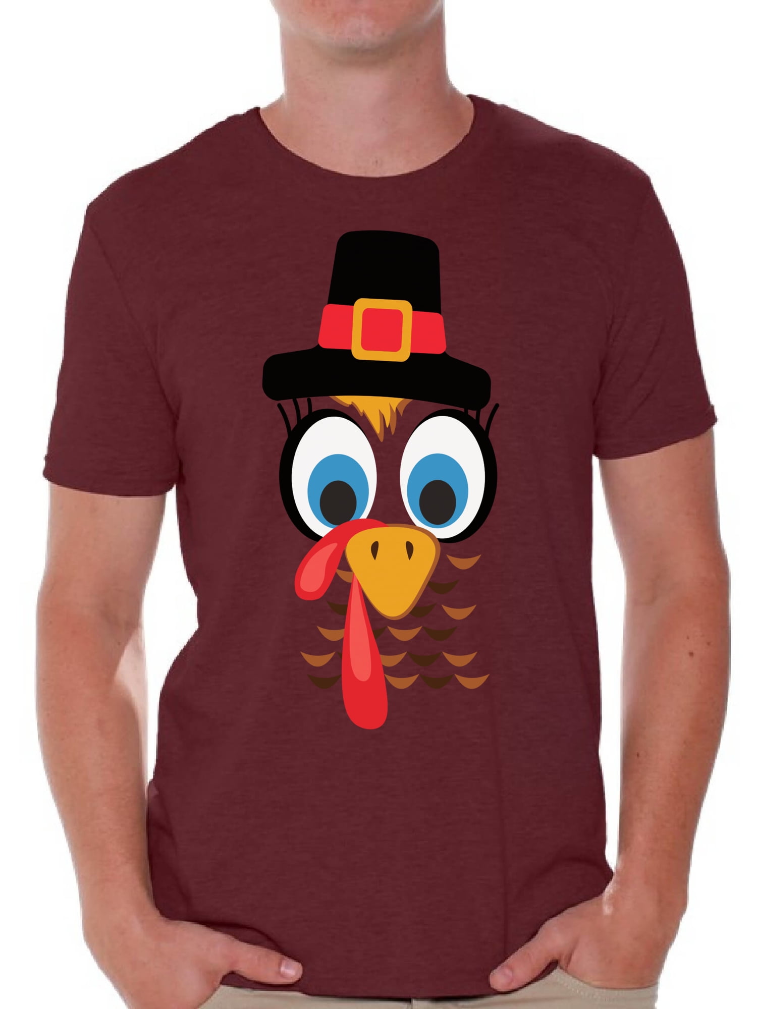 Awkward Styles Turkey Shirt for Men Thanksgiving Turkey Face T-Shirt ...