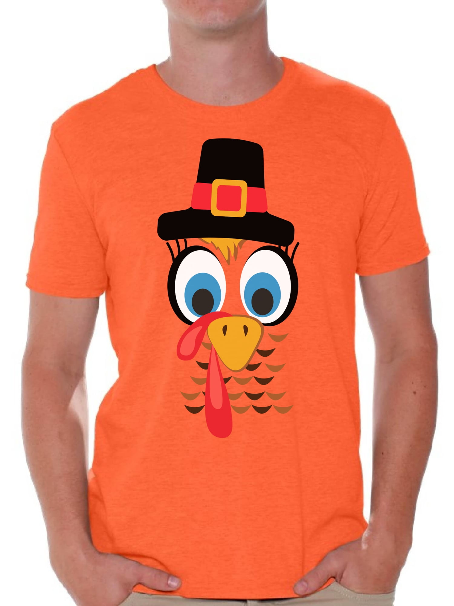 Awkward Styles Turkey Shirt for Men Thanksgiving Turkey Face T-Shirt ...