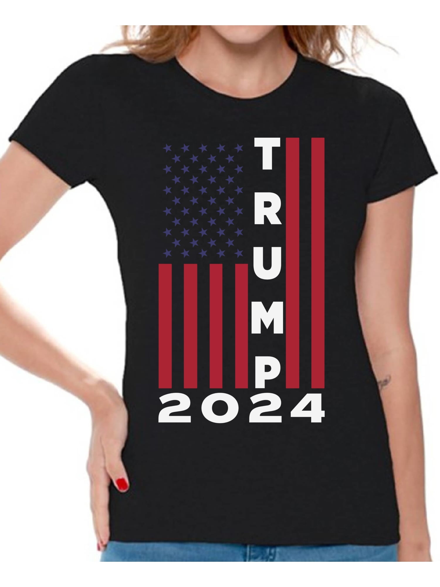 Awkward Styles USA Flag Trump 2024 Tshirt for Women Donald Trump ...