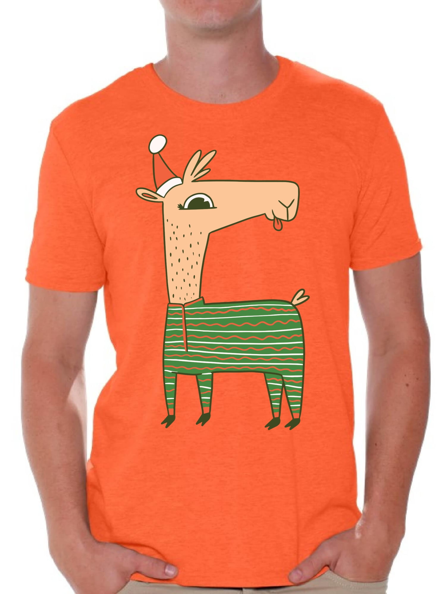 Awkward Styles Ugly Christmas Shirts for Men Xmas Llama in Santa's Hat ...