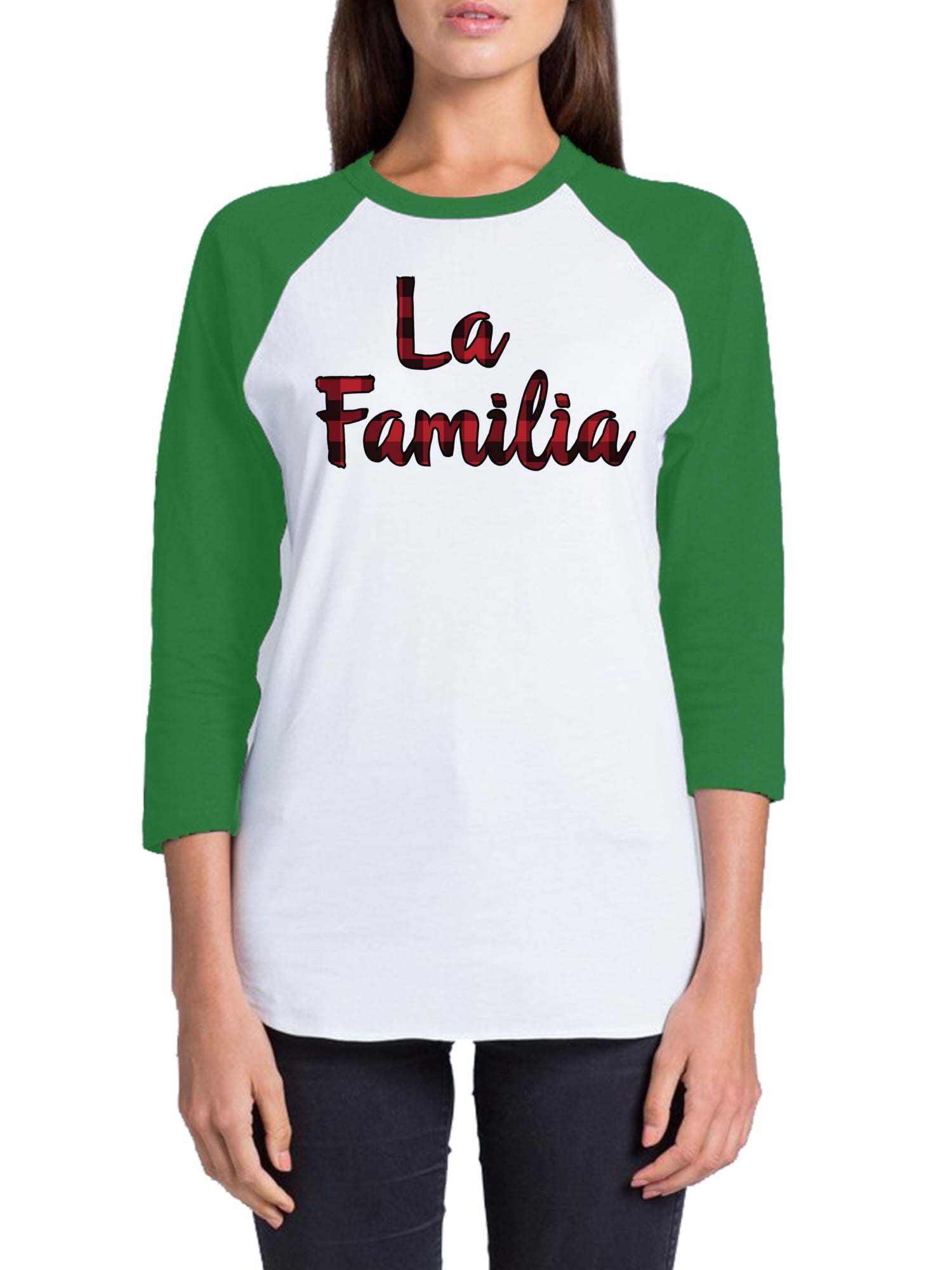 Awkward Styles Ugly Christmas T-Shirt Xmas La Familia Plaid Raglan ...