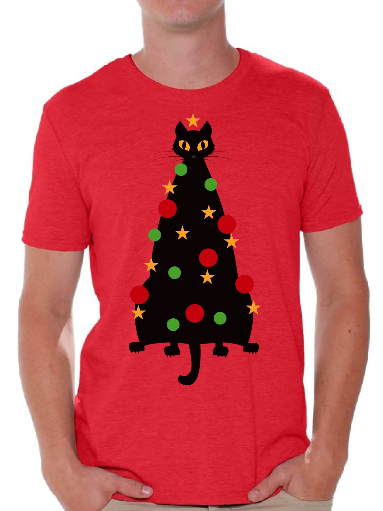 Awkward Styles Xmas Shirts for Men Christmas Cat T-Shirt - Walmart.com