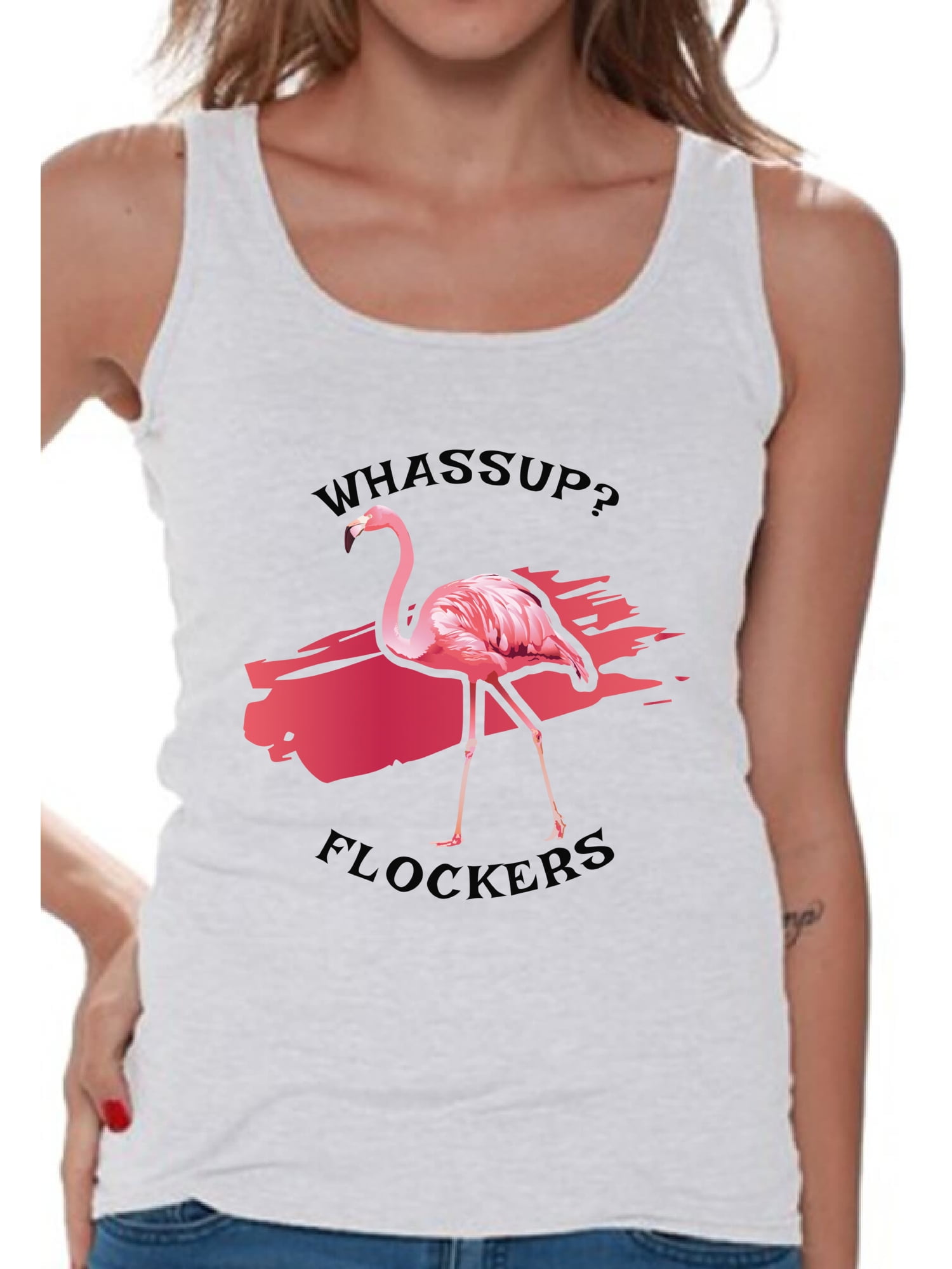 Awkward Styles Whassup Flockers Tank Top for Women Pink Flamingo Tank ...