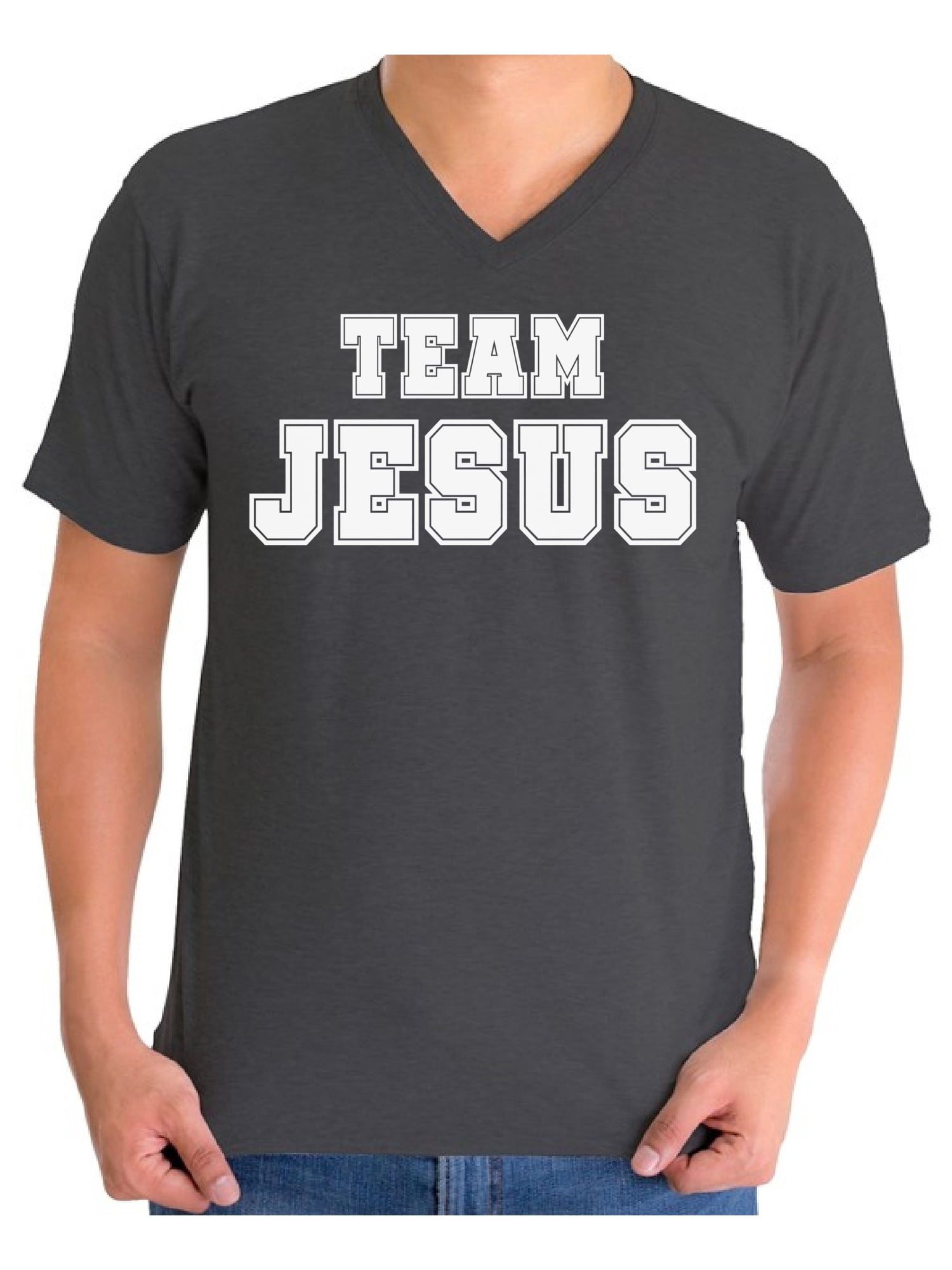Awkward Styles White Clothes for Men Team Jesus V neck Shirt for Men ...