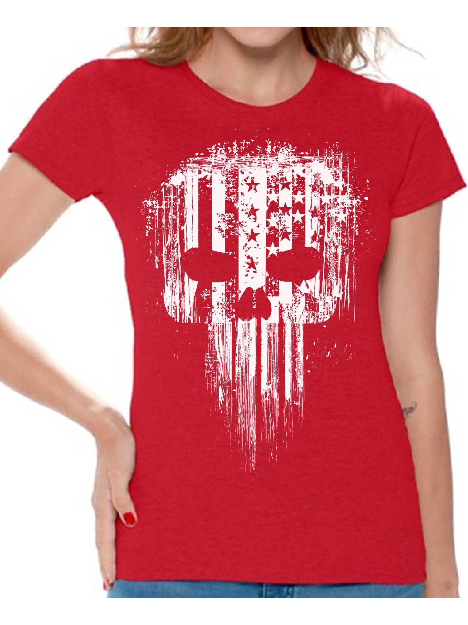 Awkward Styles White Skull T Shirt for Her American Flag Sniper Shirts ...