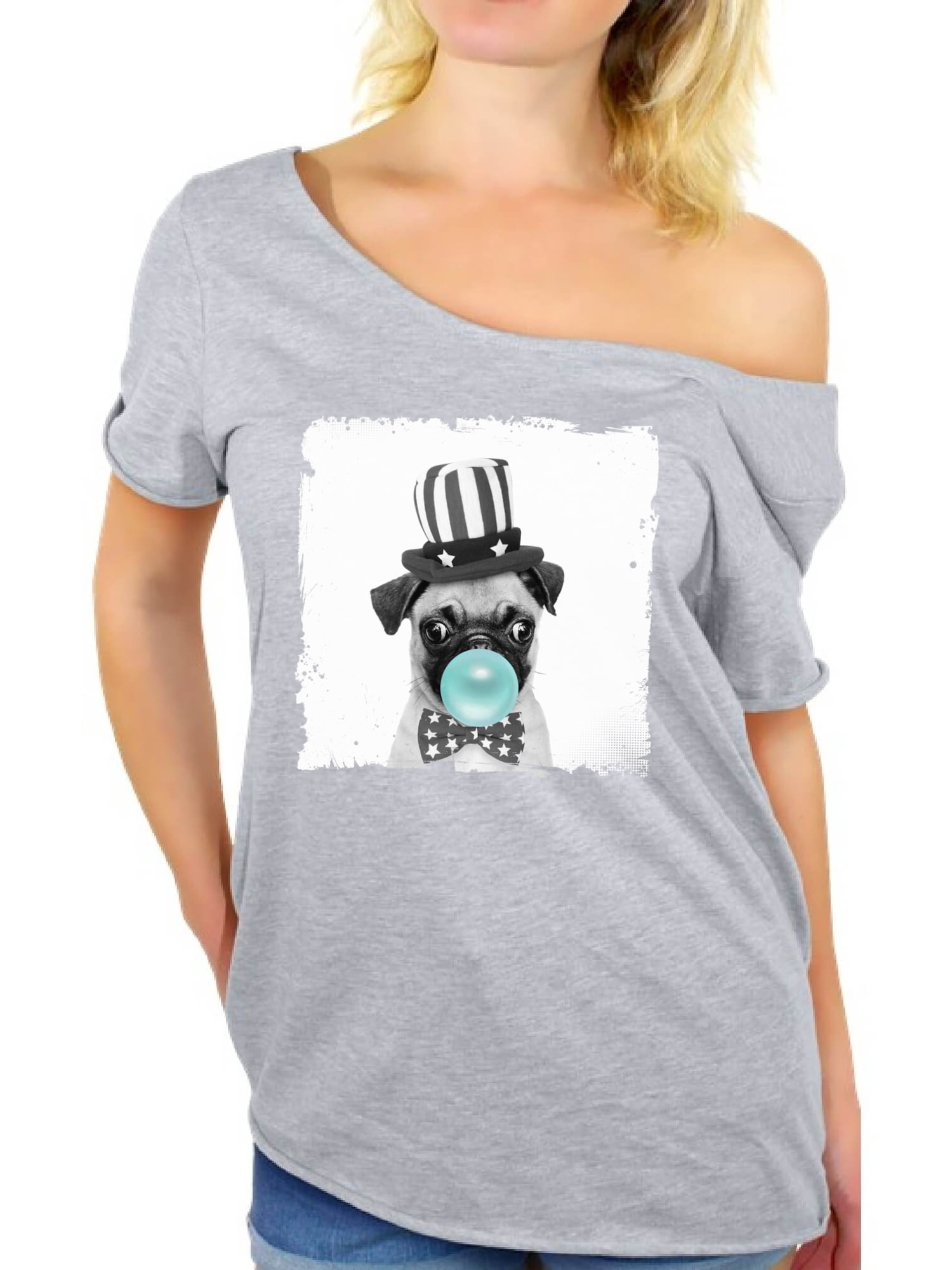 Awkward Styles Women T Shirt Women Clothes Puppy Pug with Gum Off The ...