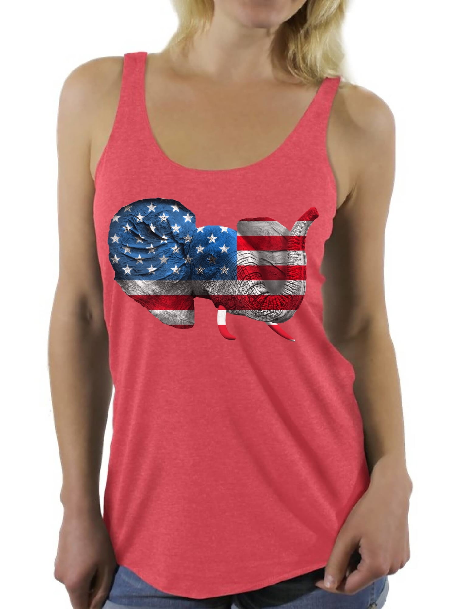 Awkward Styles Women's American Flag Cute Elephant Graphic Racerback ...