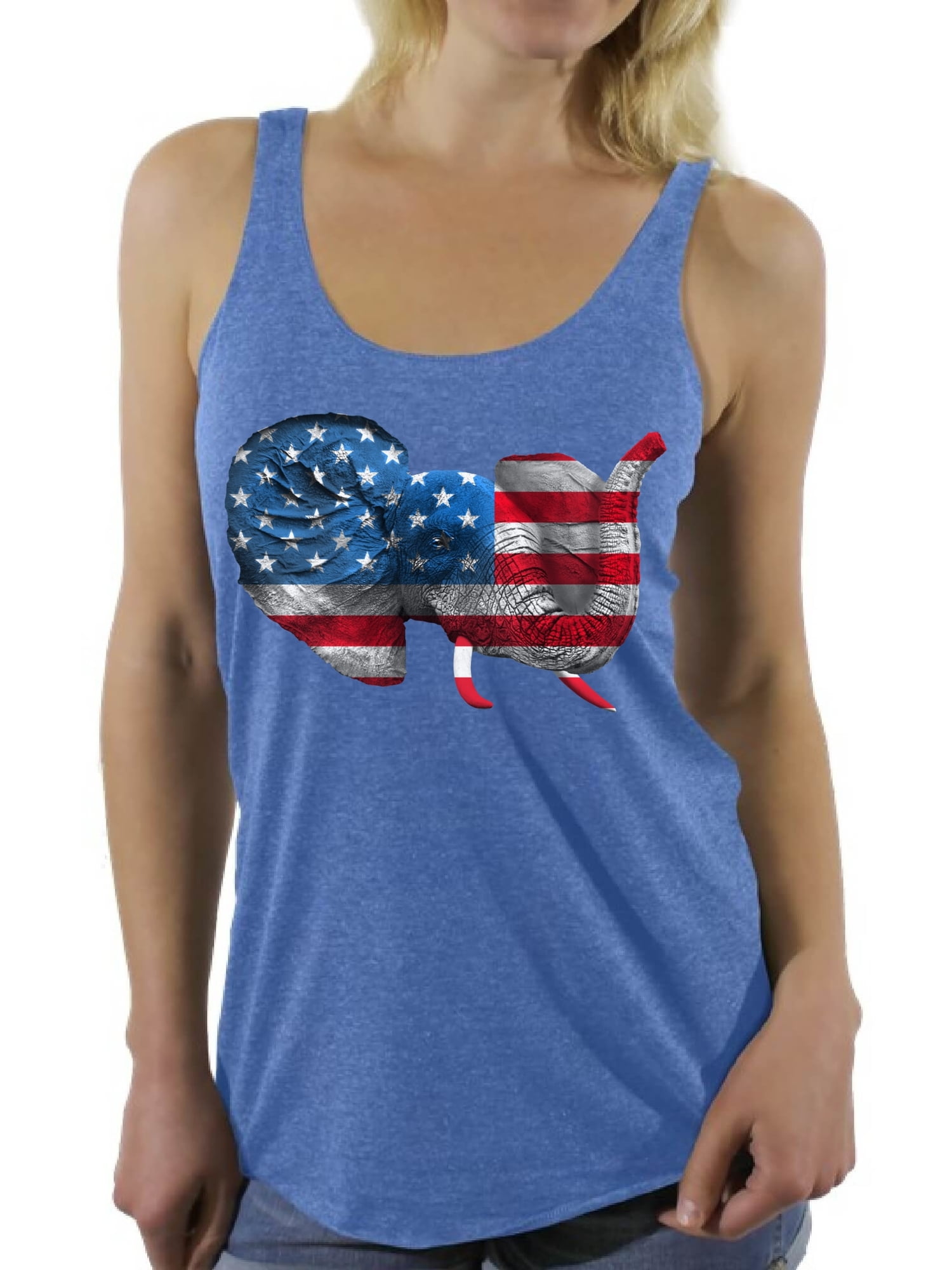 Awkward Styles Women's American Flag Cute Elephant Graphic Racerback ...
