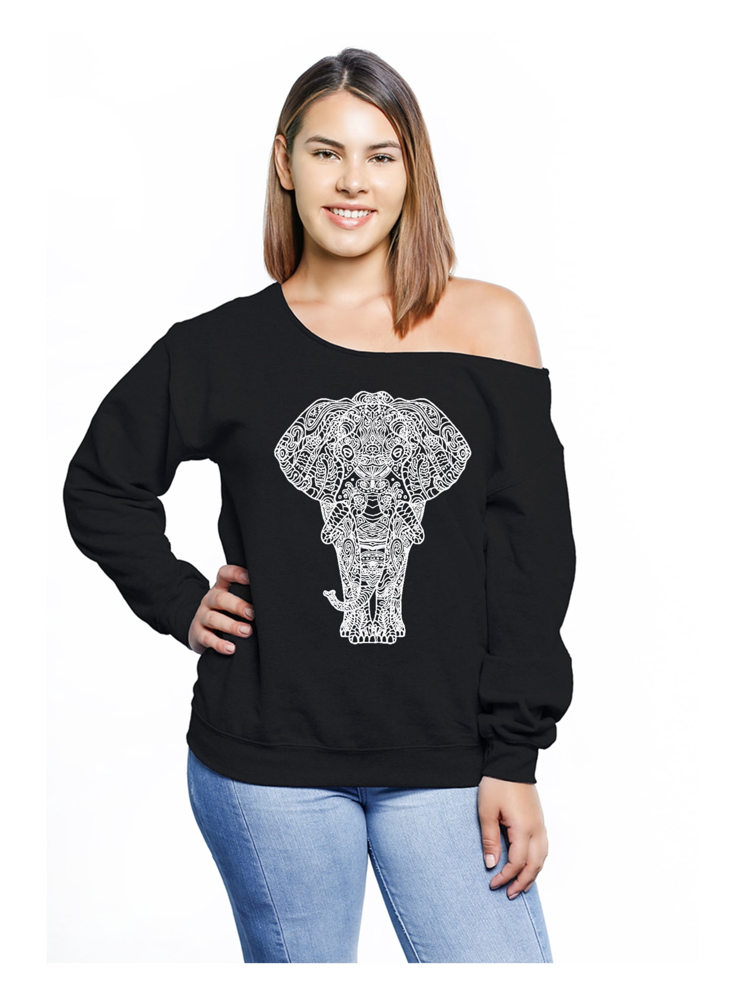 Awkward Styles Women's Elephant Off Shoulder Sweatshirt Plus Size ...