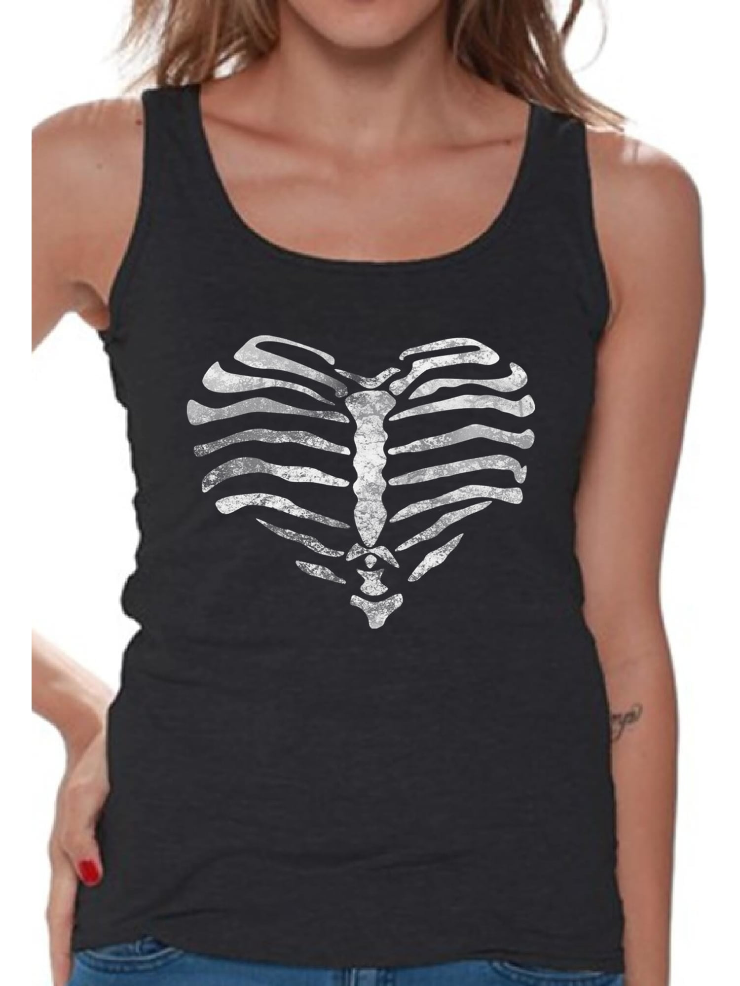 Awkward Styles Women's Heart Ribcage Graphic Tank Tops Skeleton Ribcage ...
