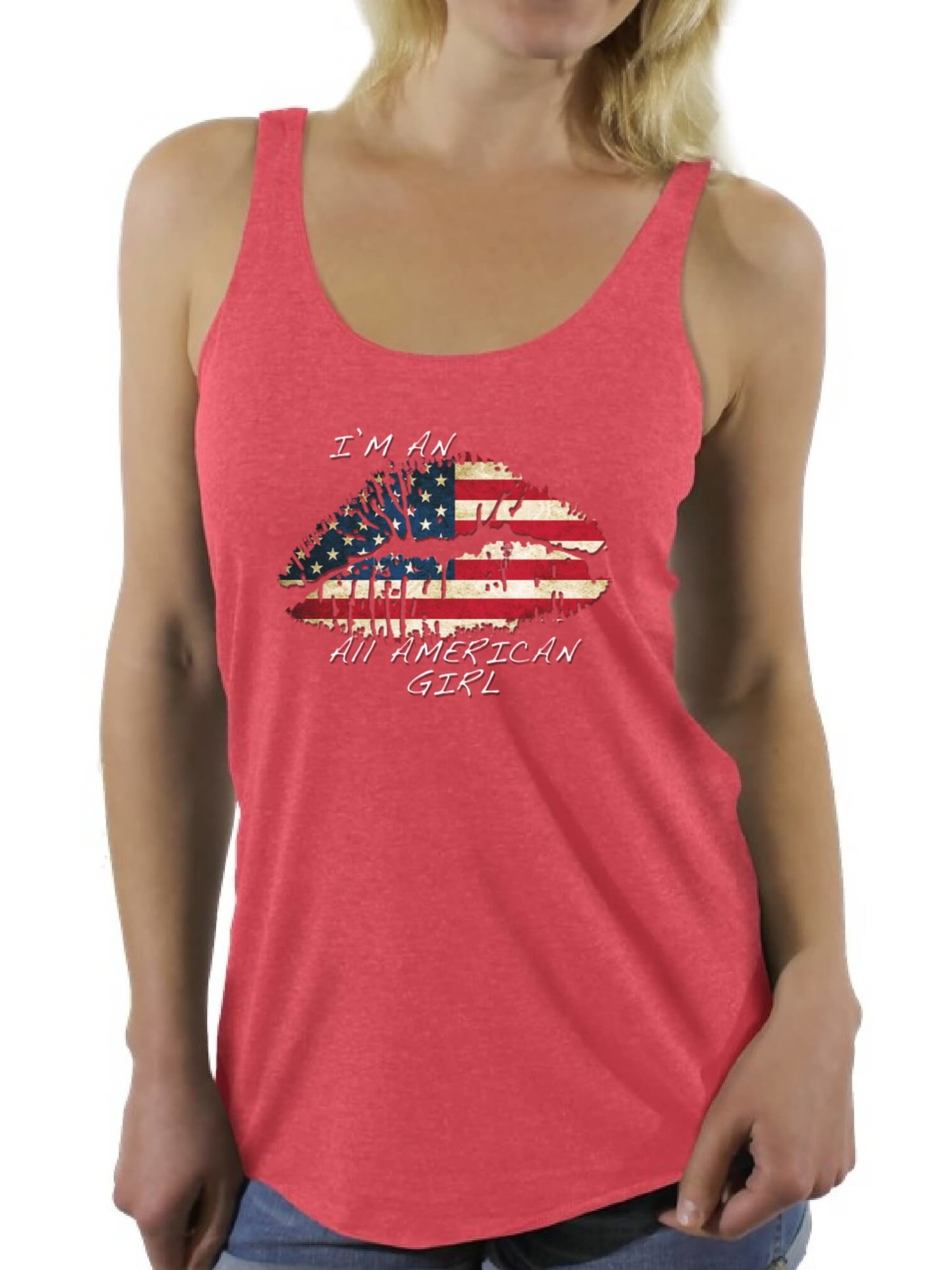 Awkward Styles Women's I Am An All American Girl Graphic Racerback Tank ...