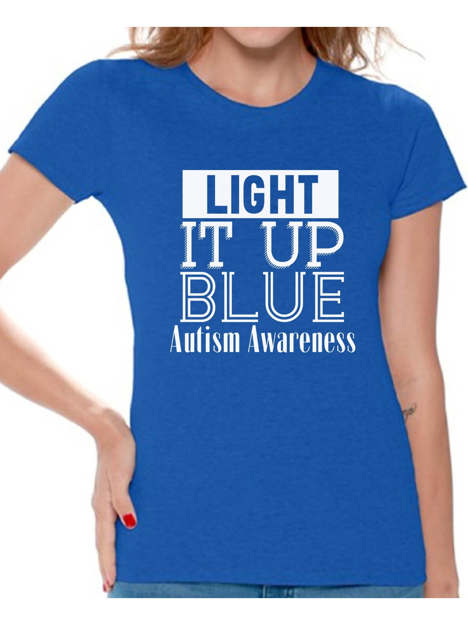 Awkward Styles Women's Light It Up Blue for Autism Awareness Shine A ...