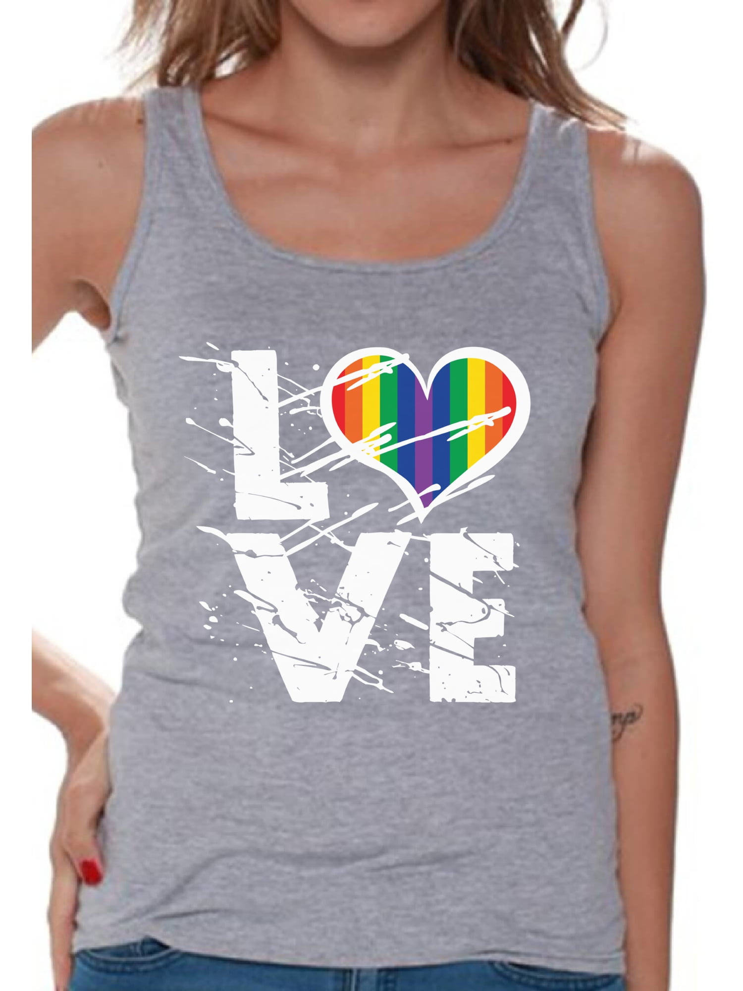 Awkward Styles Womens Love Graphic Tank Tops Love Rainbow Heart