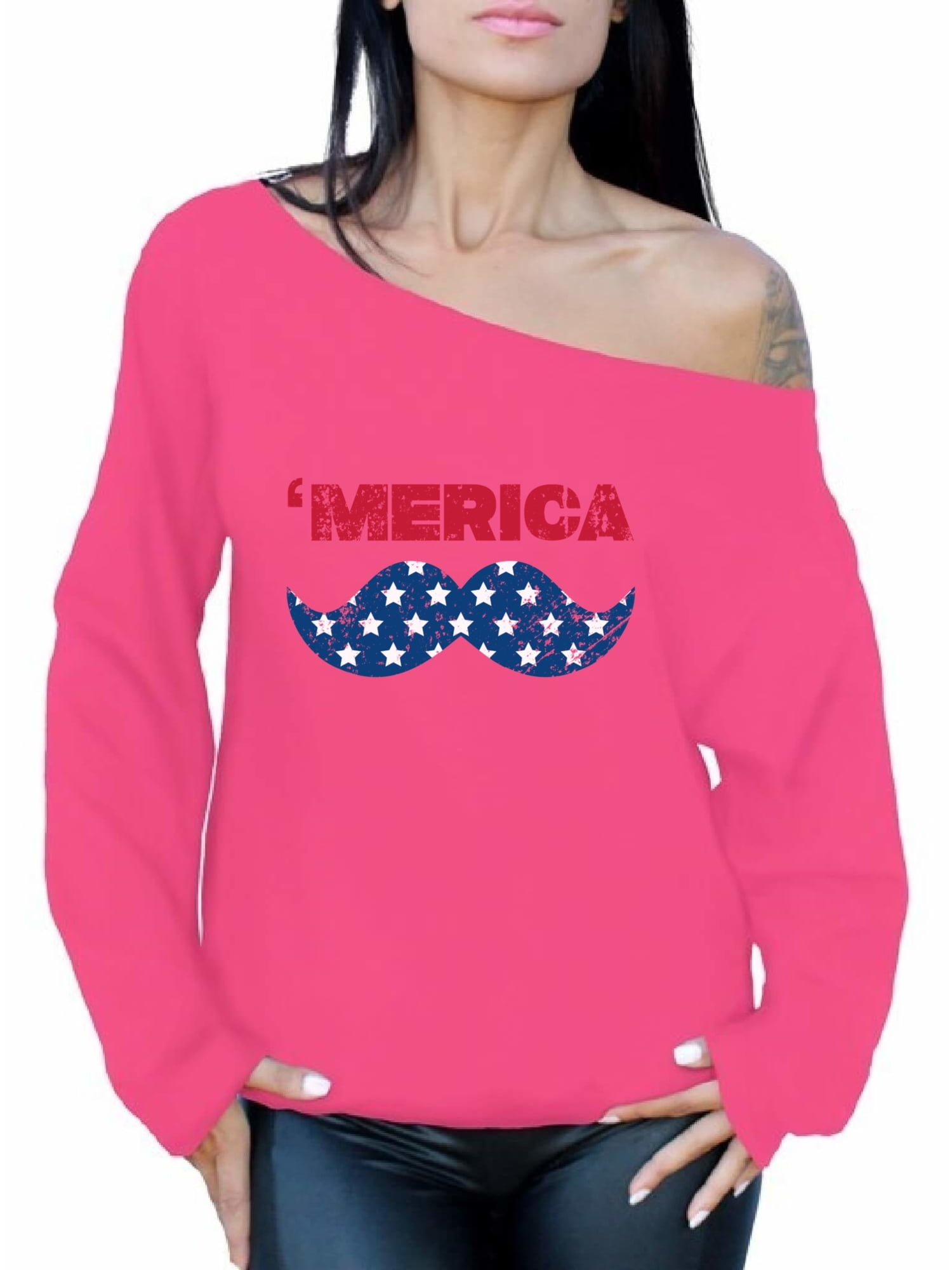Awkward Styles Women's Merica Graphic Off Shoulder Tops Oversized ...