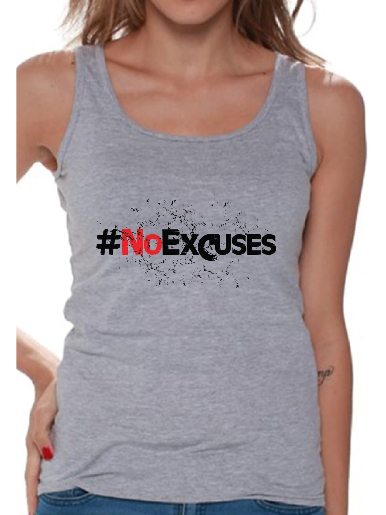 Awkward Styles Women's No Excuses Hashtag Graphic Tank Tops Fitness Gym ...