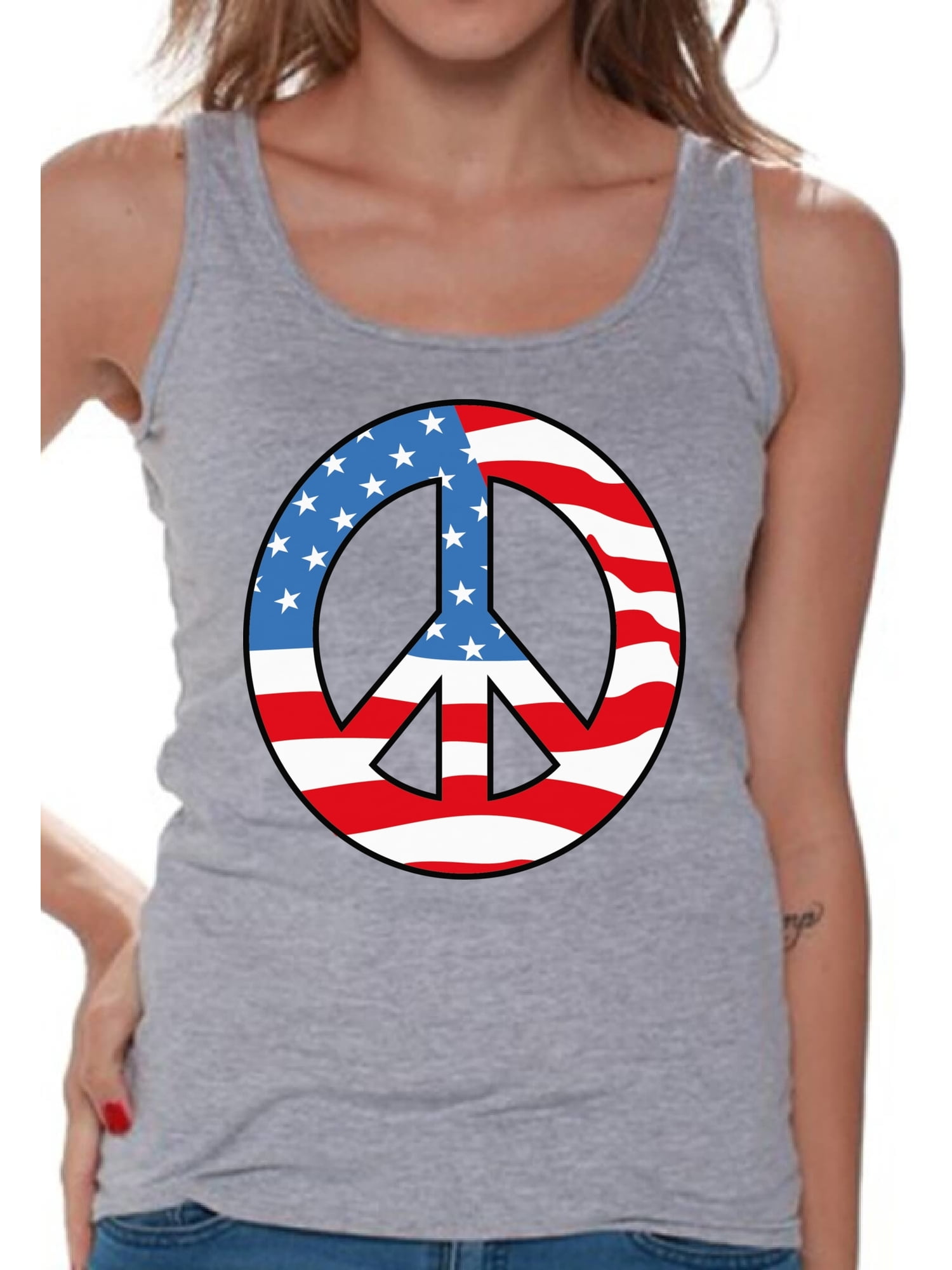 Awkward Styles Women's Peace Flag Patriotic Graphic Tank Tops American ...