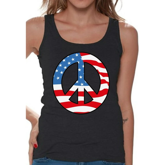 Awkward Styles Women's Peace Flag Patriotic Graphic Tank Tops American ...