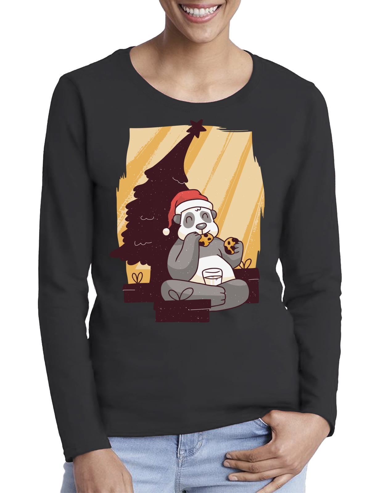 Awkward Styles Xmas Panda with Cookies Christmas Sweater Long Sleeve T ...