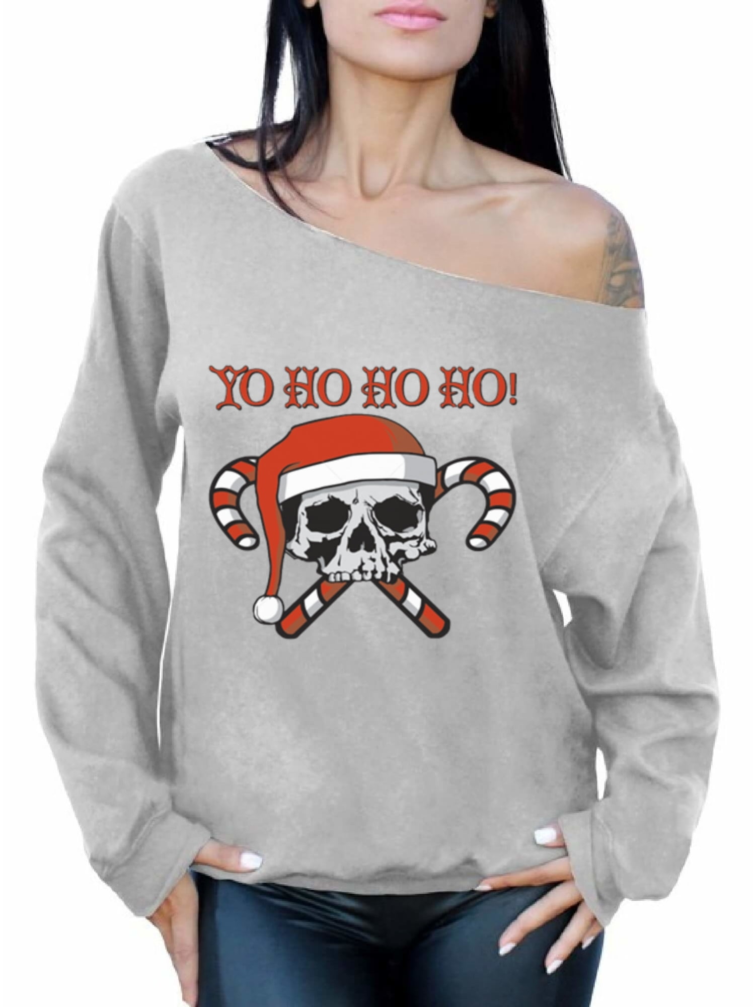 Awkward Styles Yo Ho Ho Ho Christmas Sweatshirt Off the Shoulder ...
