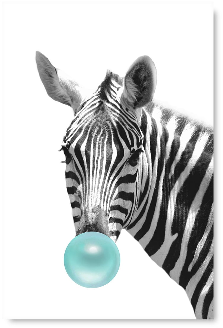 Awkward Styles Zebra Blowing Blue Bubble Gum Kids Room Animal Canvas ...