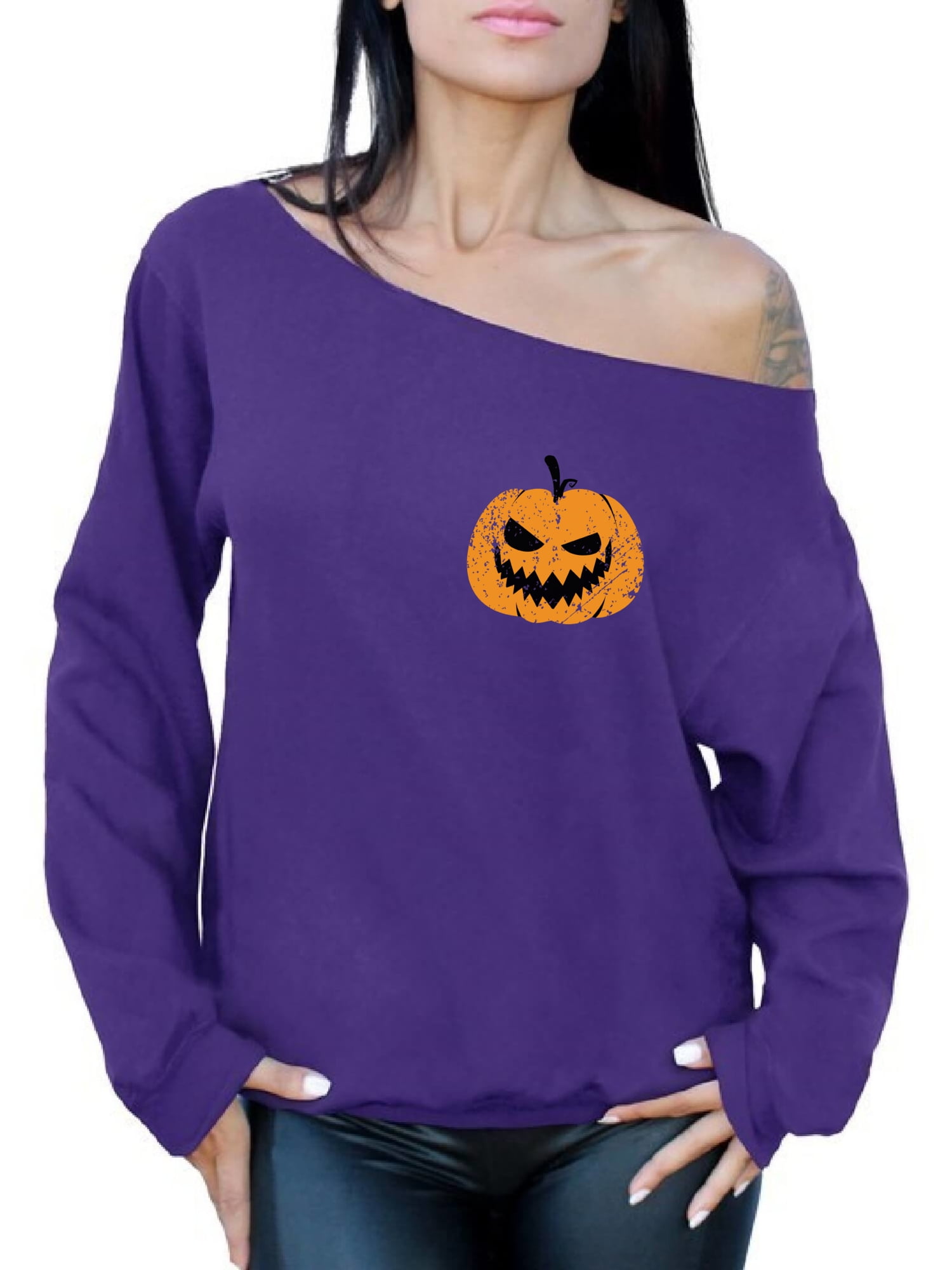Awkwards Styles Pumpkin Patch Off The Shoulder Sweatshirt for Women ...