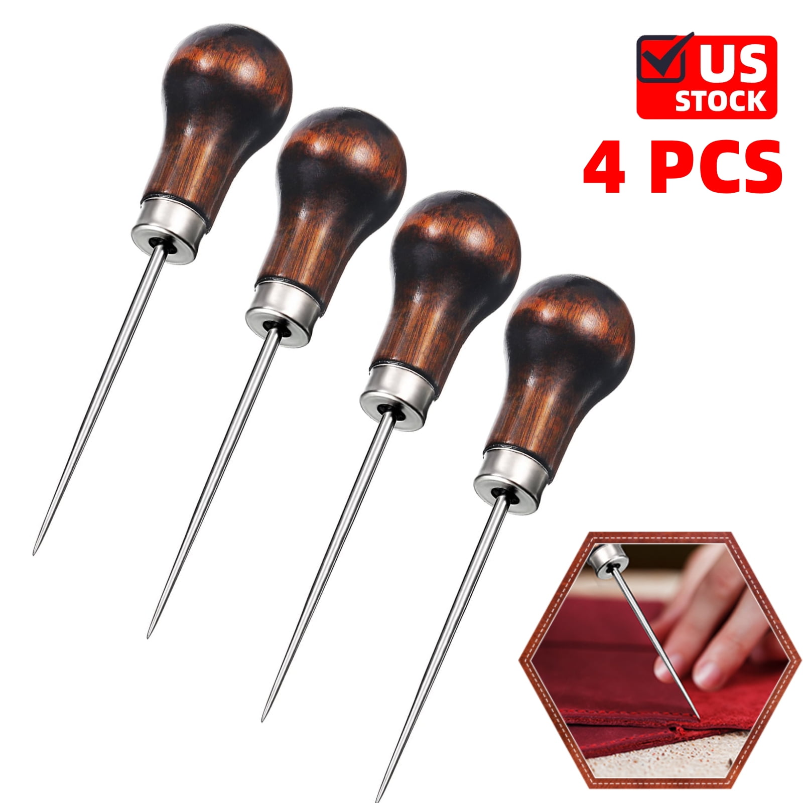Awl Tool (4 Pack) Gourd Shape Wooden Handle Scratch Awl Tool Pin ...