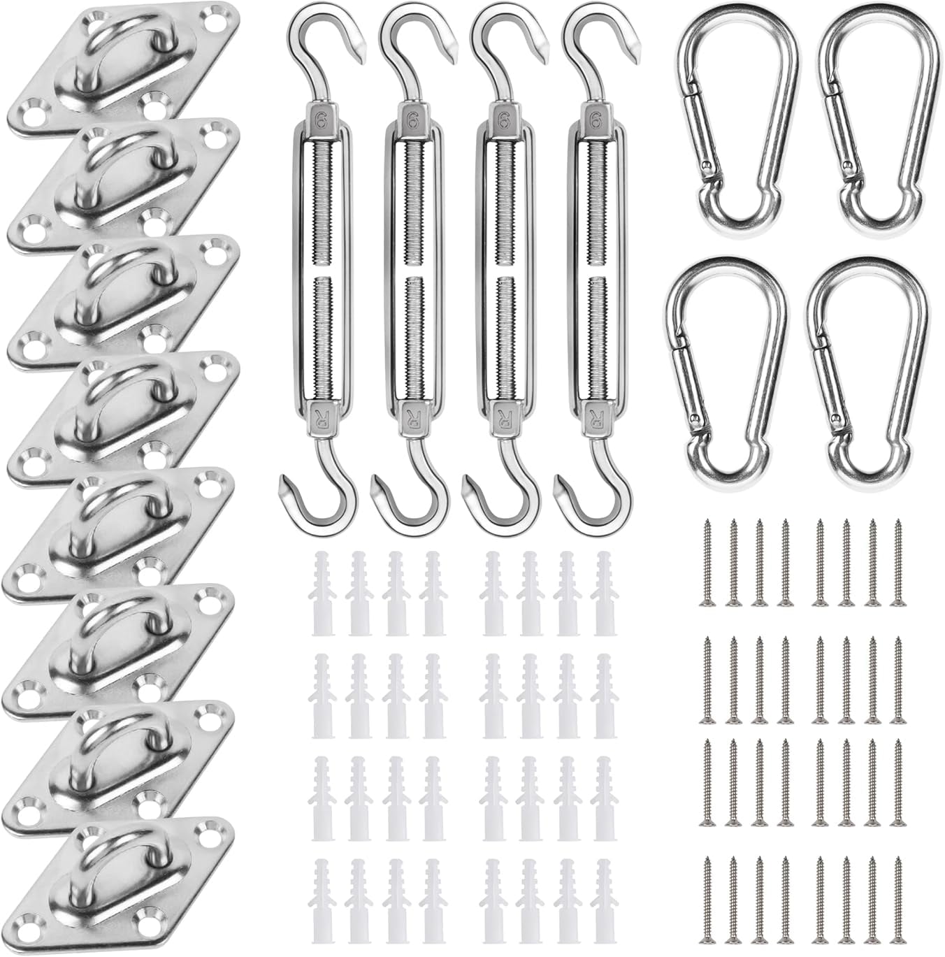 Awning Attachment Set 44 Pcs Shade Sail Hardware Kit 304 Stainless ...
