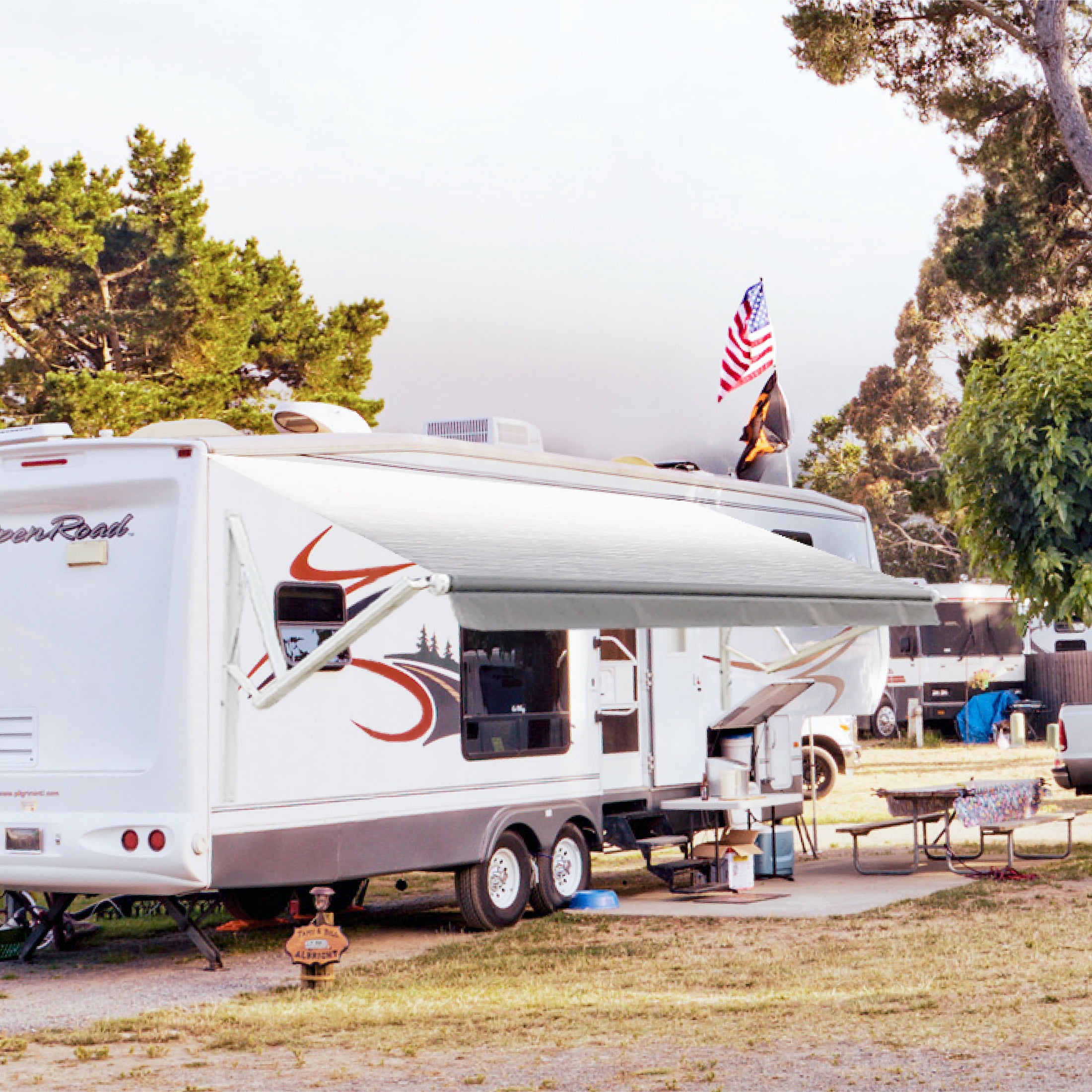 Awnlux White Motorized Modular Retractable RV Awning Full Set ...