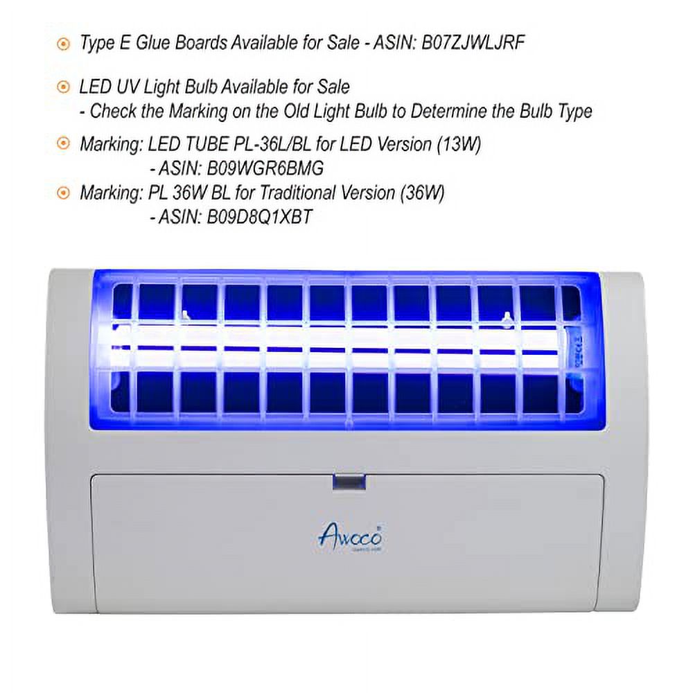 Awoco LED 13W 100V-240V Wall Mount Sticky Fly Trap Lamp for Capturing ...
